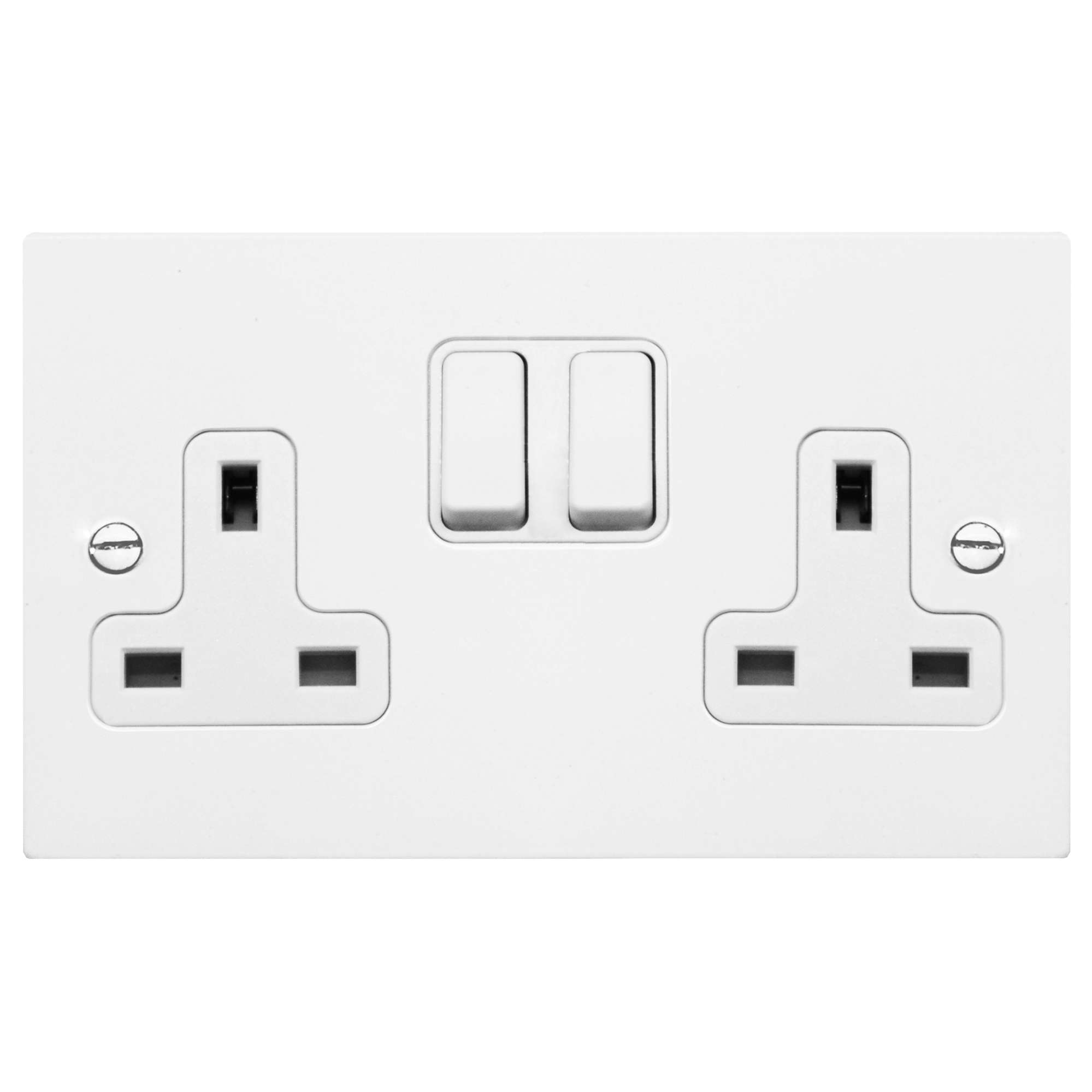 Wall Socket White Switch 2 gang 13 amp switch socket outlet Satin White ...
