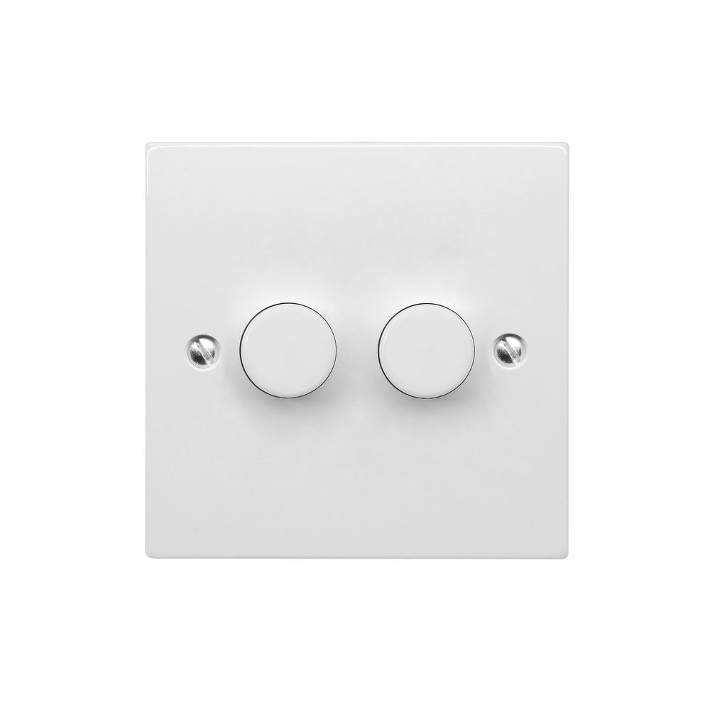 Dimmer Switch 2 Gang 2 Way 300W Inductive White | Mr Resistor Lighting