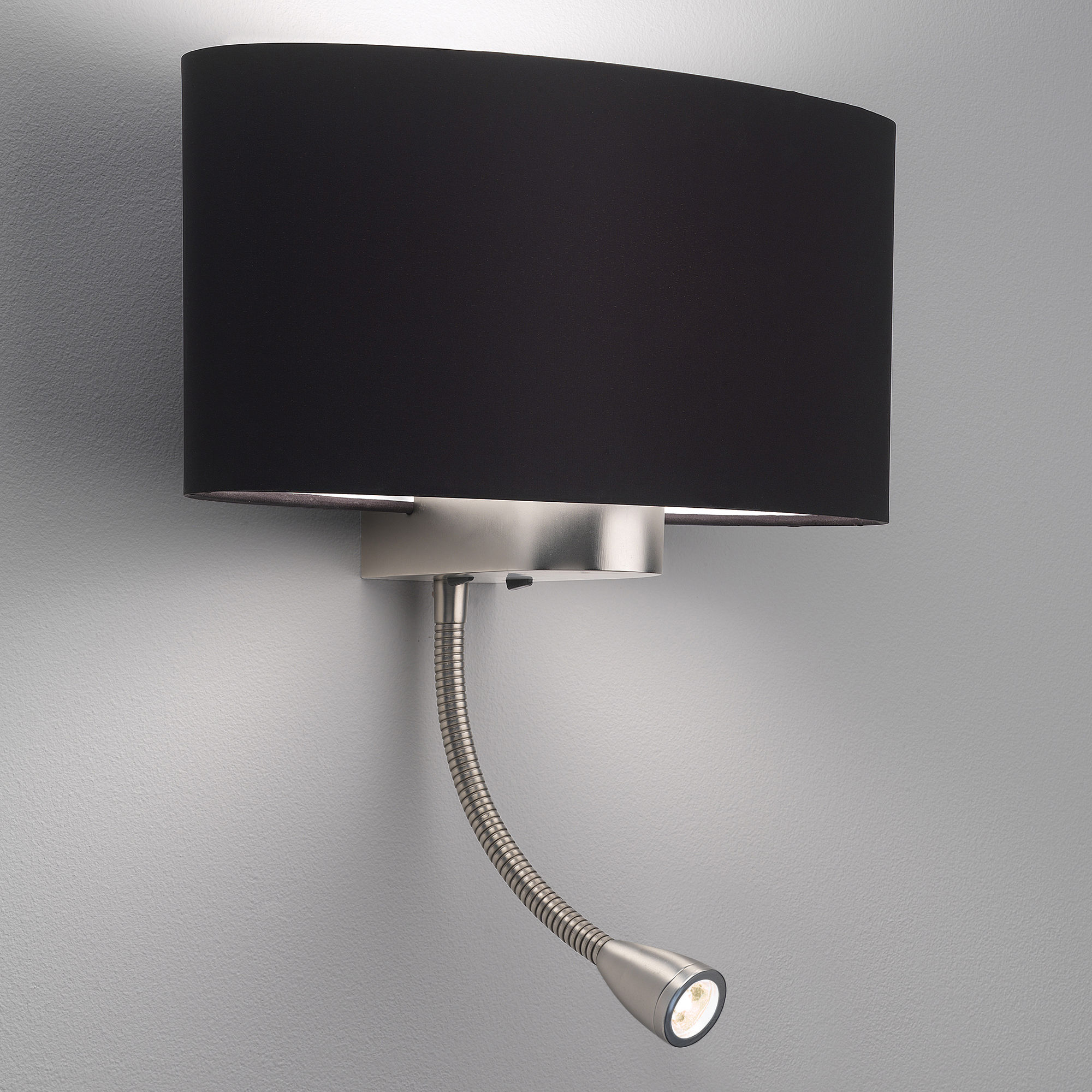 Napoli Wall Light with LED Reading Light 240V 60W + 1W Matt Nickel | Mr ...