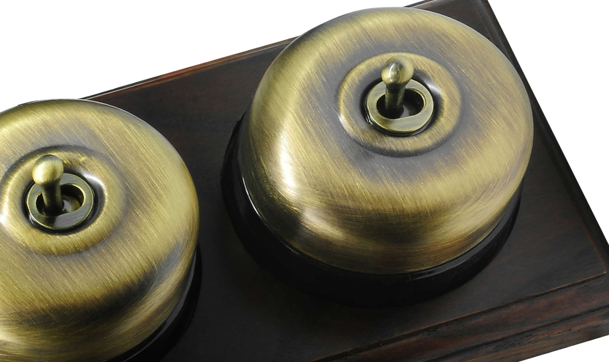 Dolly Switch 2 gang 2 way Antique Brass / Dark Oak | Mr Resistor Lighting