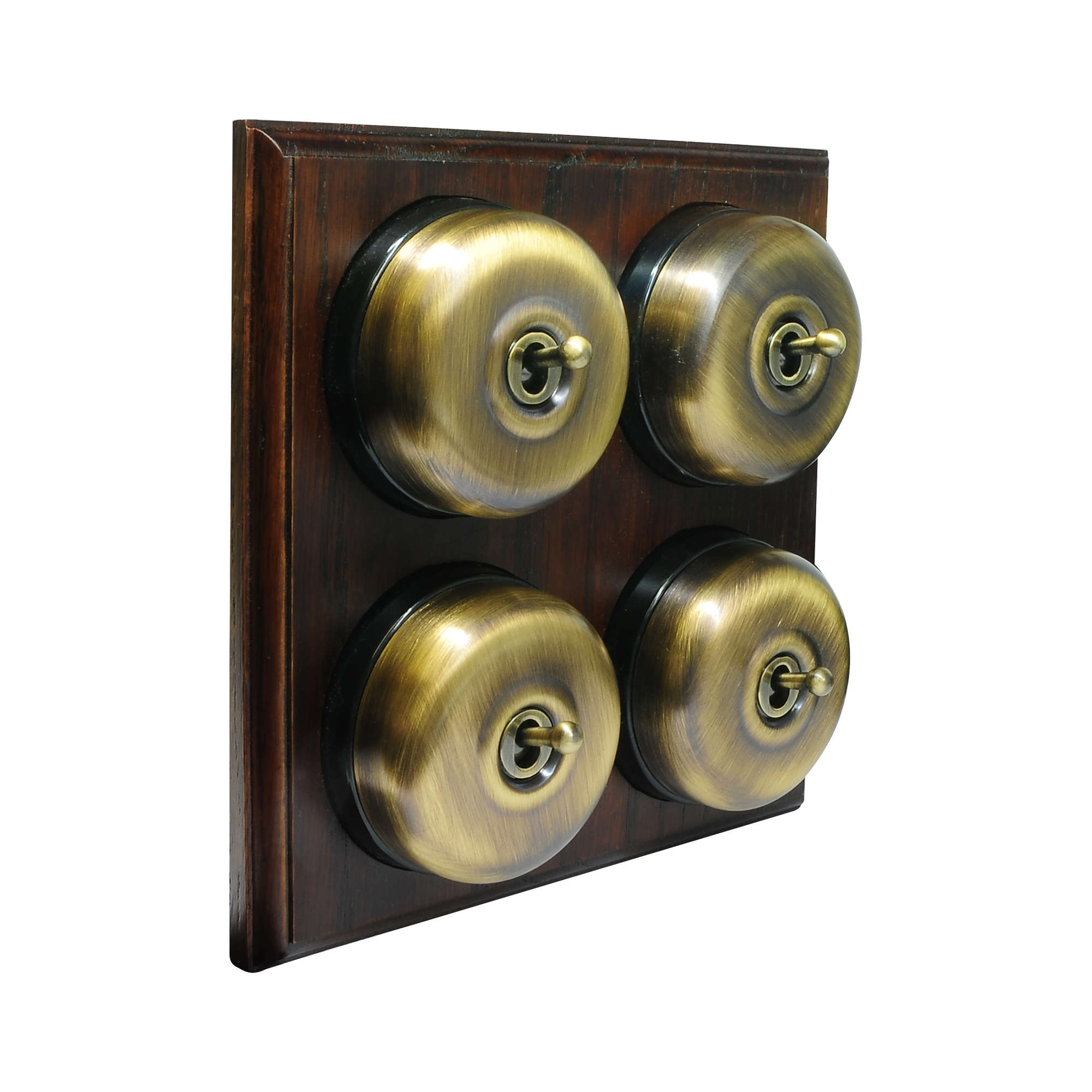 Dolly Switch 4 gang 2 way Antique Brass / Dark Oak | Mr Resistor Lighting
