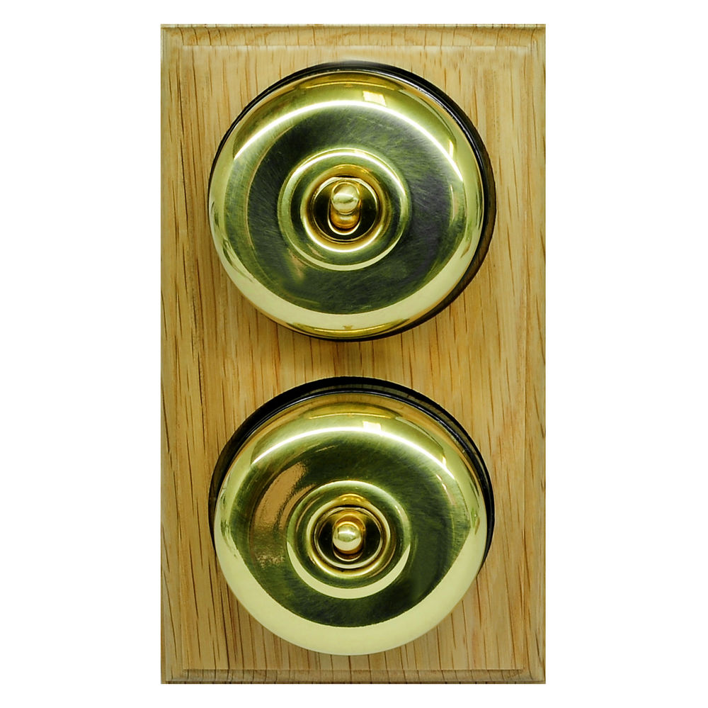 Classic Period Round Dome 2 gang 2 way Antique Brass / Light Oak | Mr ...