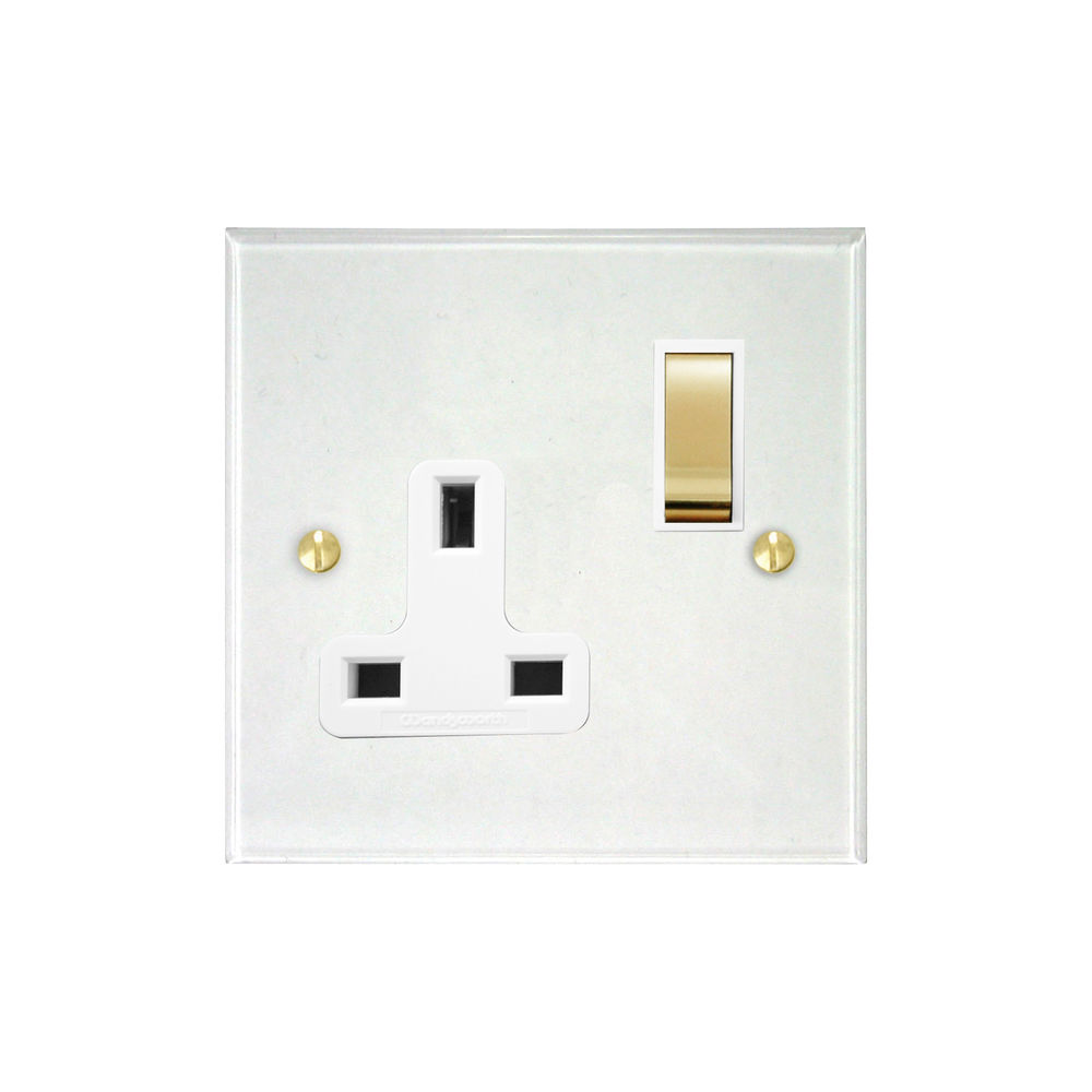 Prism Wall Socket 1 gang 13 amp switch socket outlet brass insert Clear ...