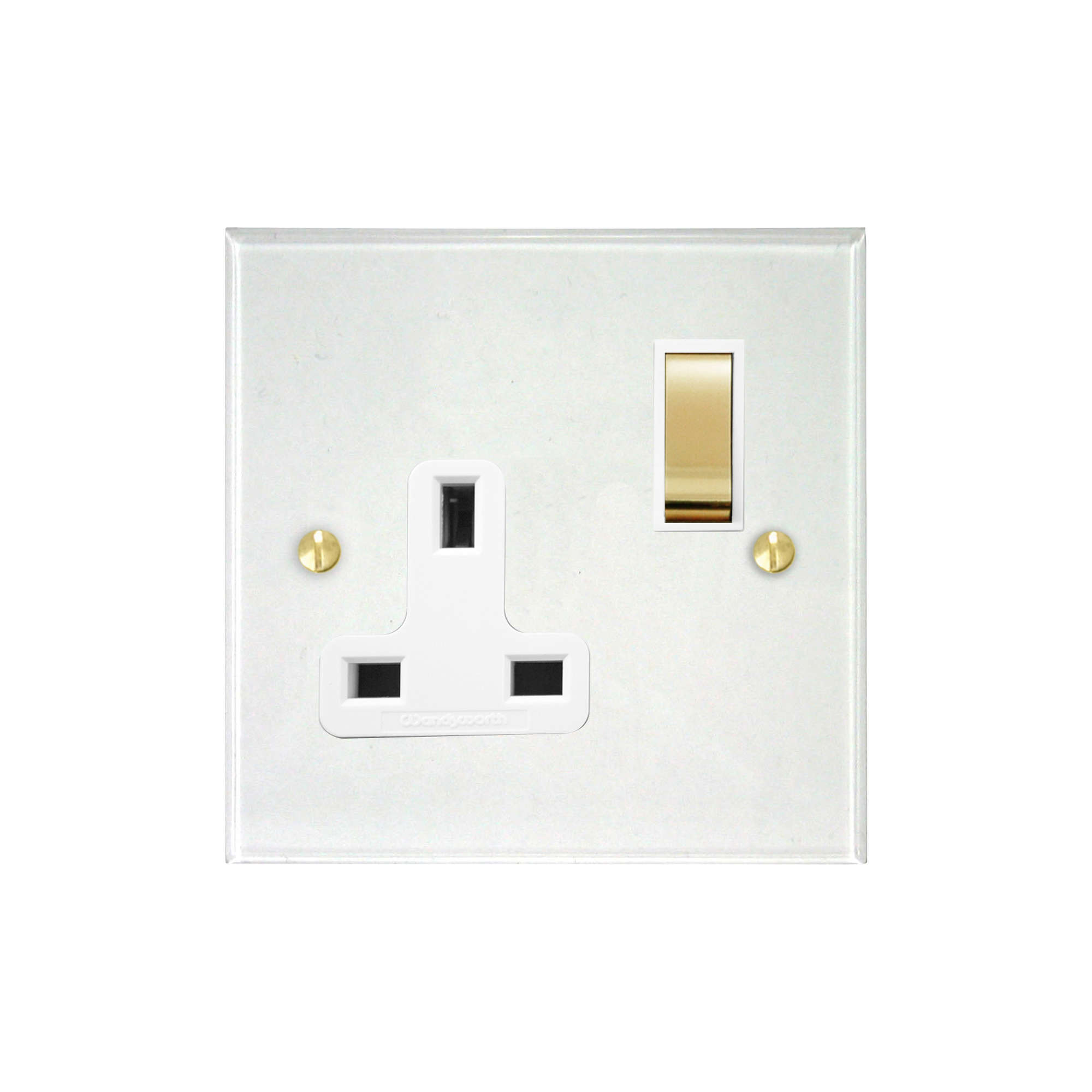 Prism Wall Socket 1 gang 13 amp switch socket outlet brass insert Clear ...