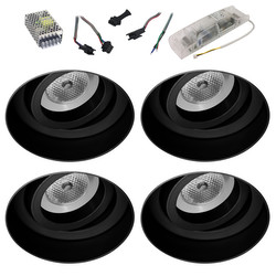 Trimless Round Fixed Clear Glass Downlight IP55 GU10 240V RAL 9010 Pure ...