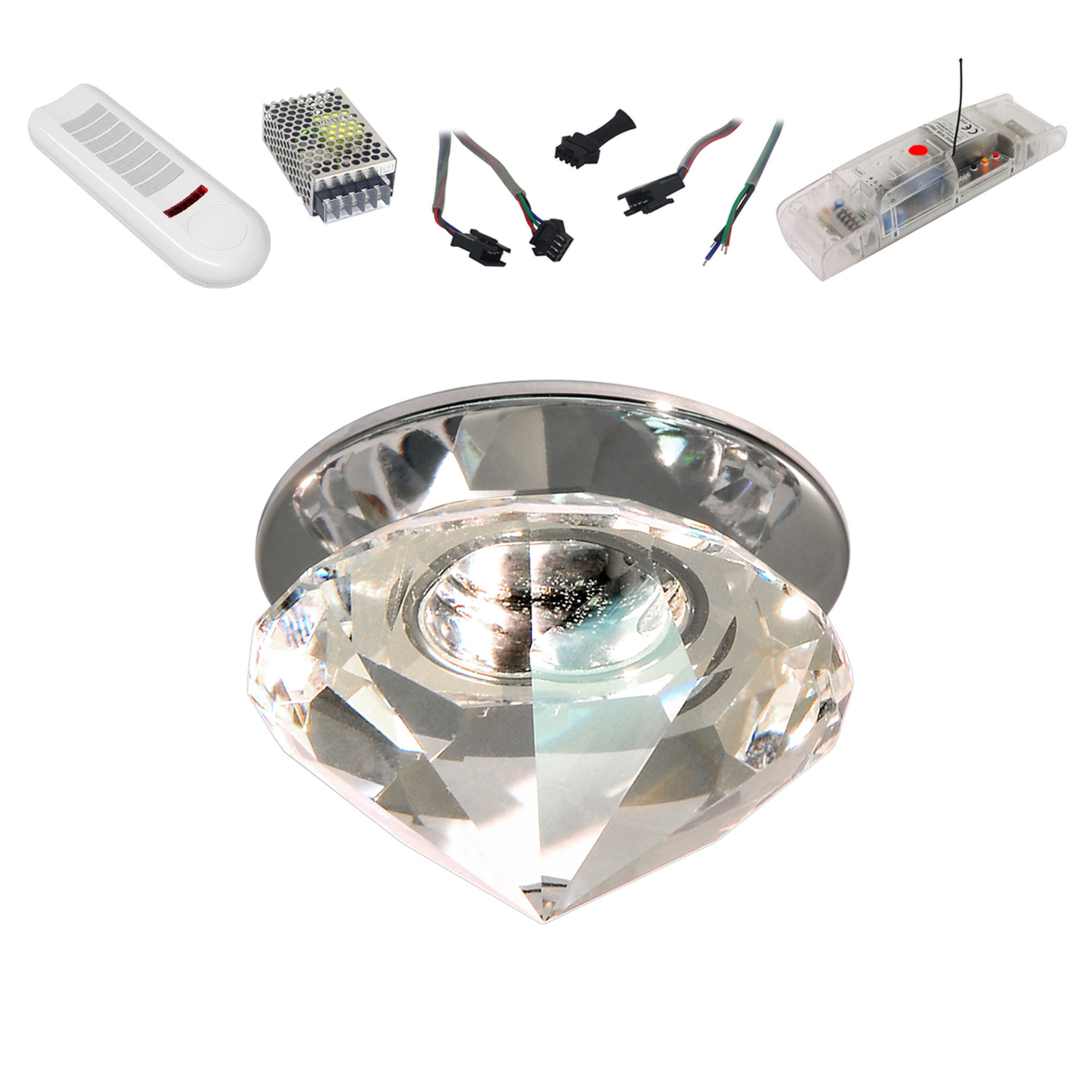 Crystal Ice Button RGB 350mA Master 1 3W Chrome | Mr Resistor Lighting