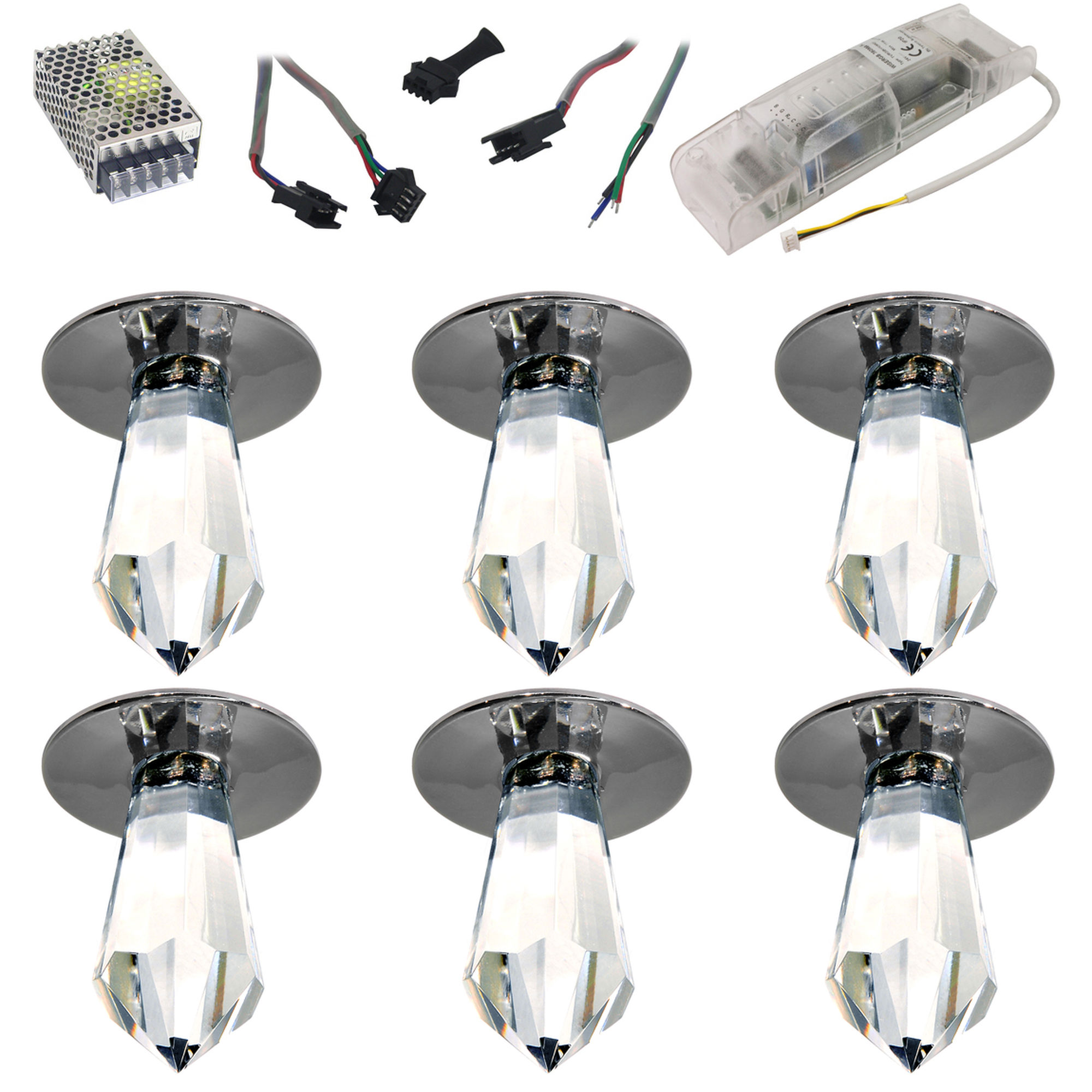 Crystal Icestar Large RGB 350mA Slave 6 18W Chrome | Mr Resistor Lighting