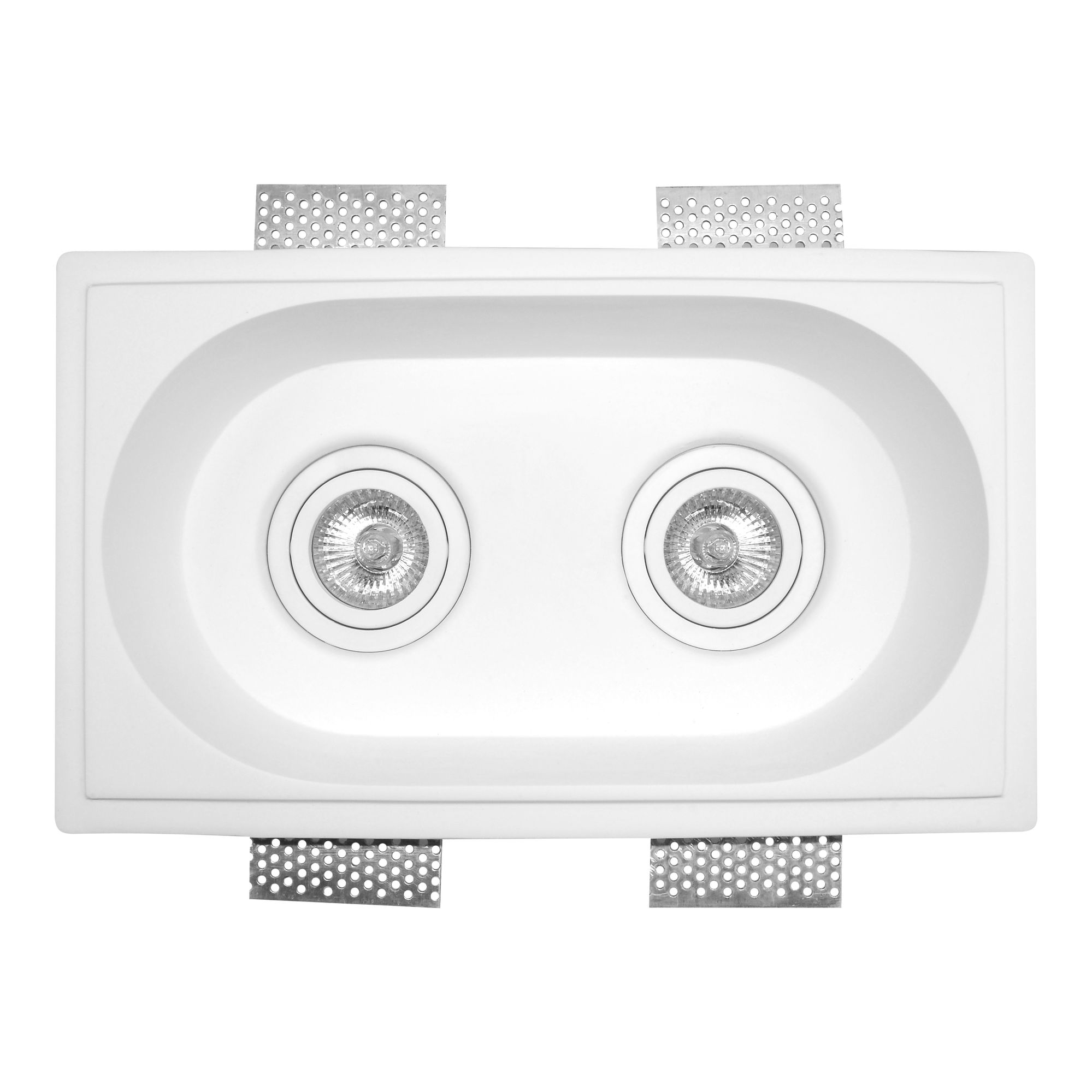 Plaster Oval Adjustable Trimless Double GU10 240V White 2 x 50W | Mr Resistor Lighting
