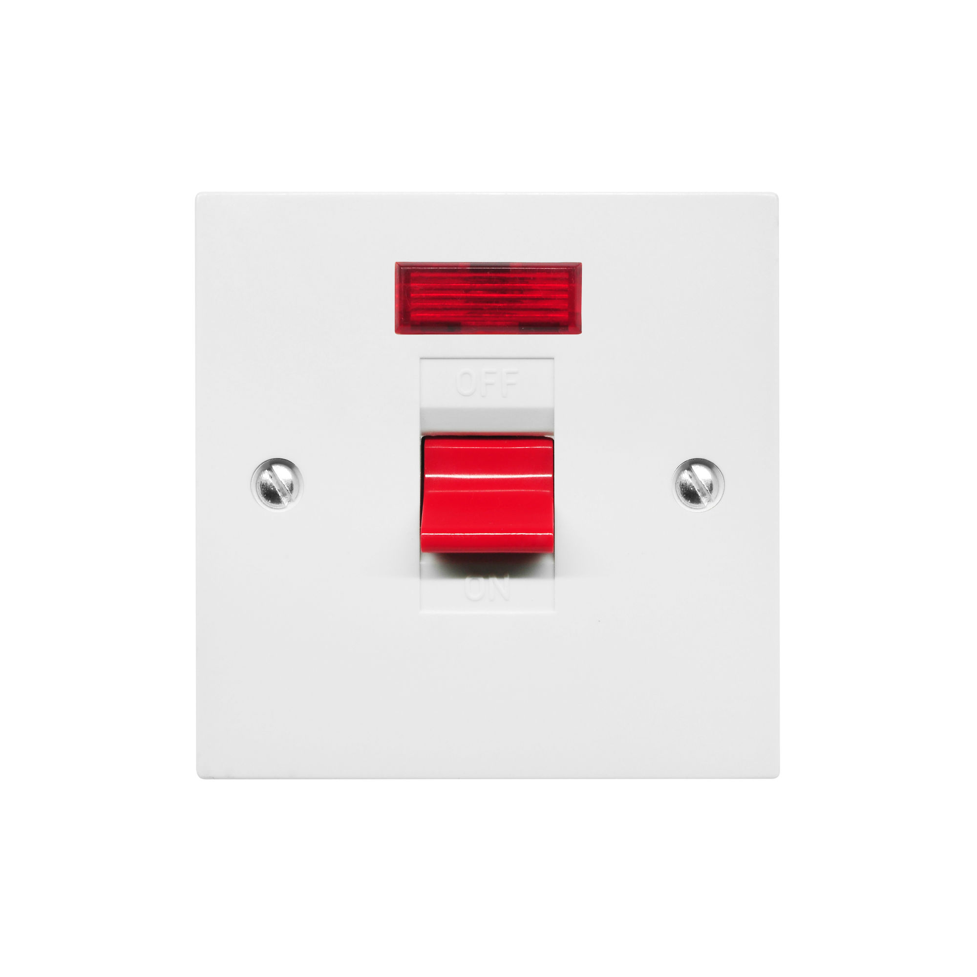 Cooker Switch 1 gang 45 amp cooker neon White | Mr Resistor Lighting