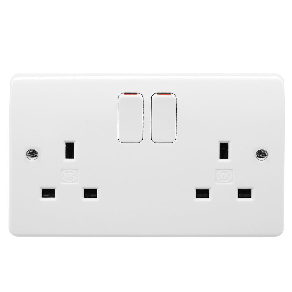 MK Logic Plus Wall Socket 2 gang 13 amp White | Mr Resistor Lighting