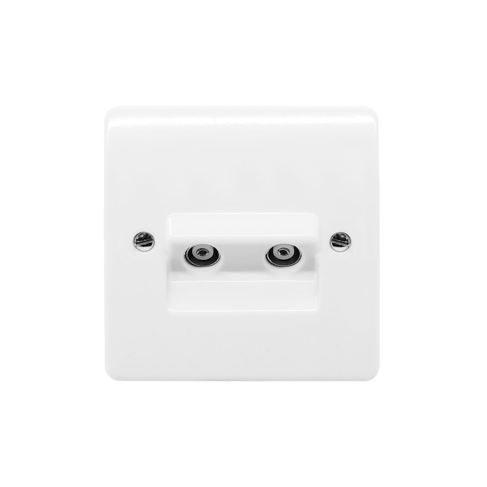 MK Logic Plus TV Socket 1 gang twin TV/FM co-axial outlet non-isolated ...