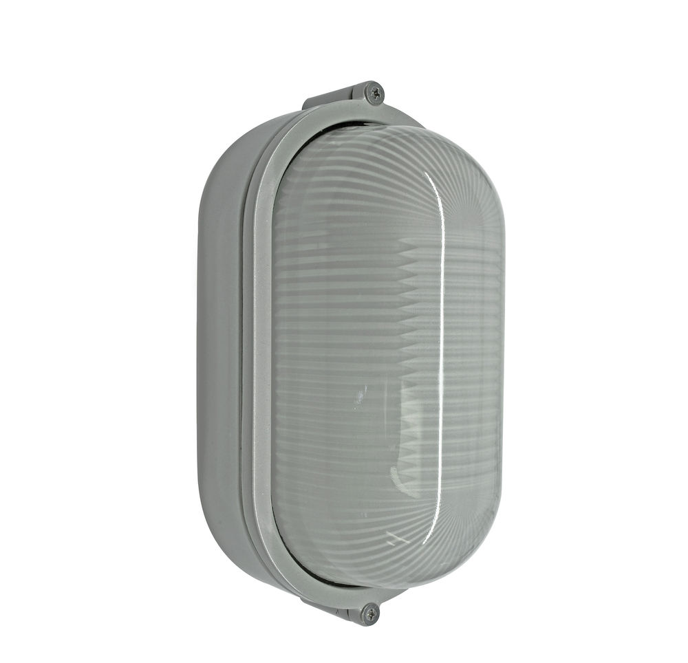 Oval Bulkhead Outdoor Garden Wall Light Silver 60W | Mr Resistor Lighting