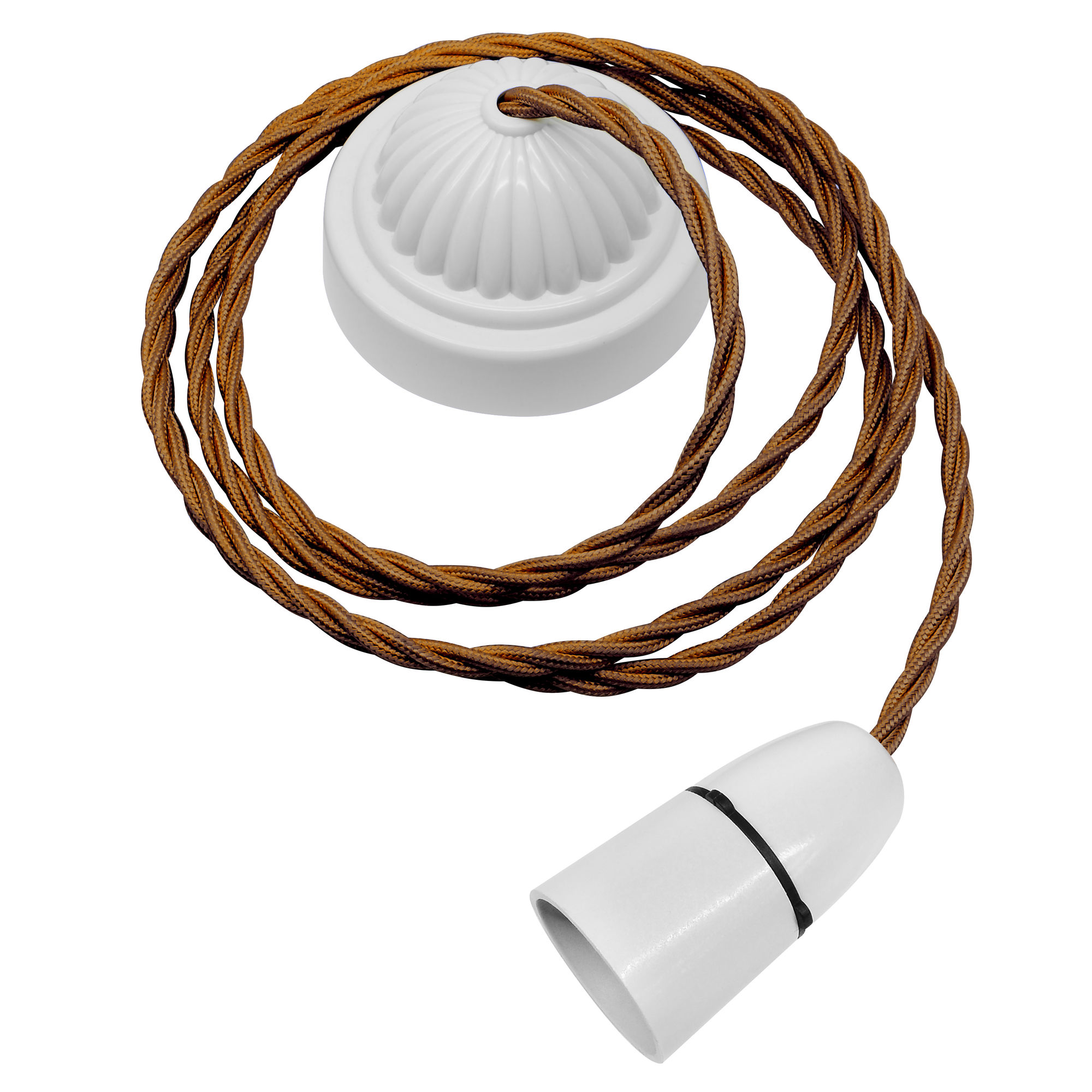 Fluted Pendant Kit 2m Triple Twisted Cable 100W Old Gold / White | Mr ...