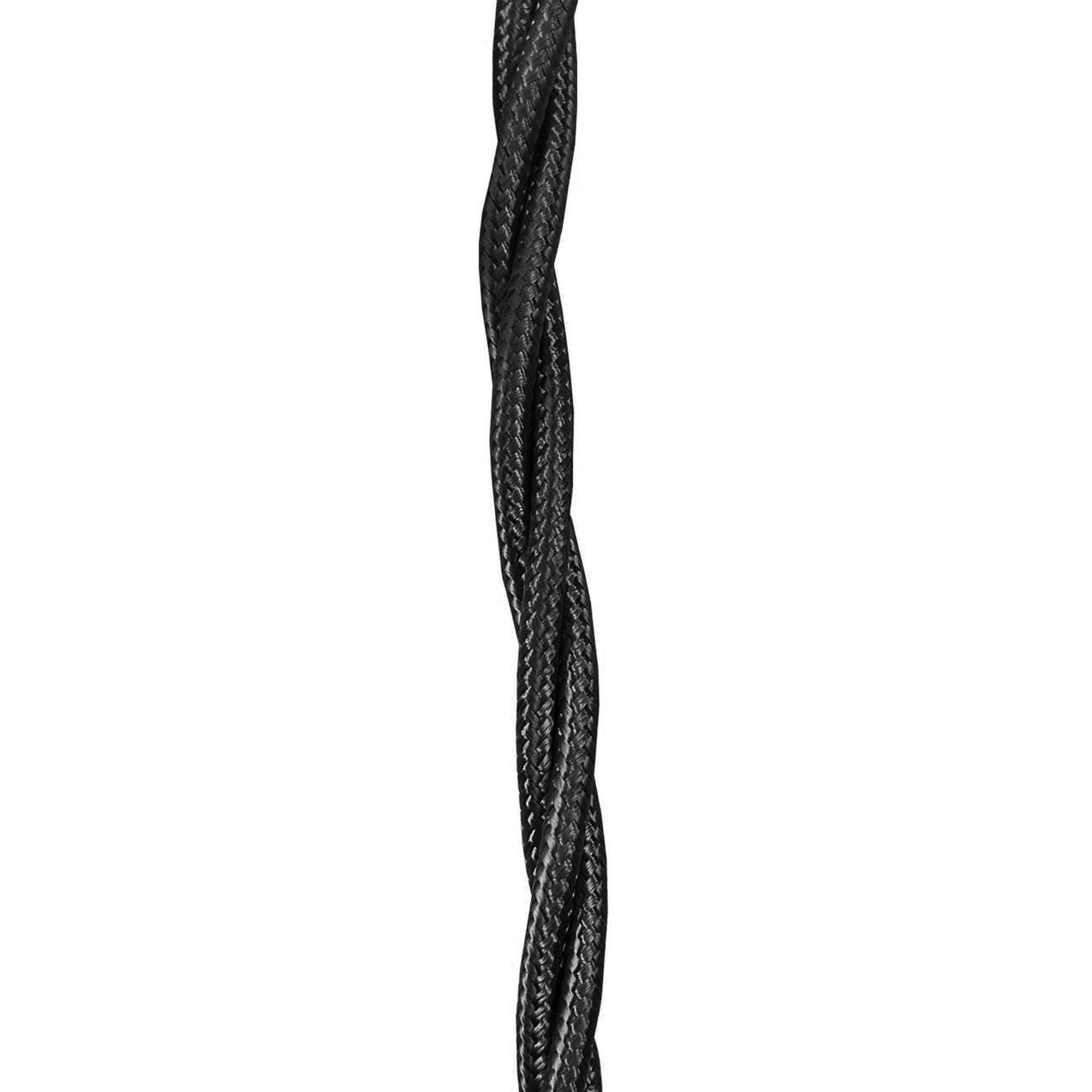 Braided Cloth Triple Twisted 3 Core Round Flex Cable 0.75mm² Black | Mr ...