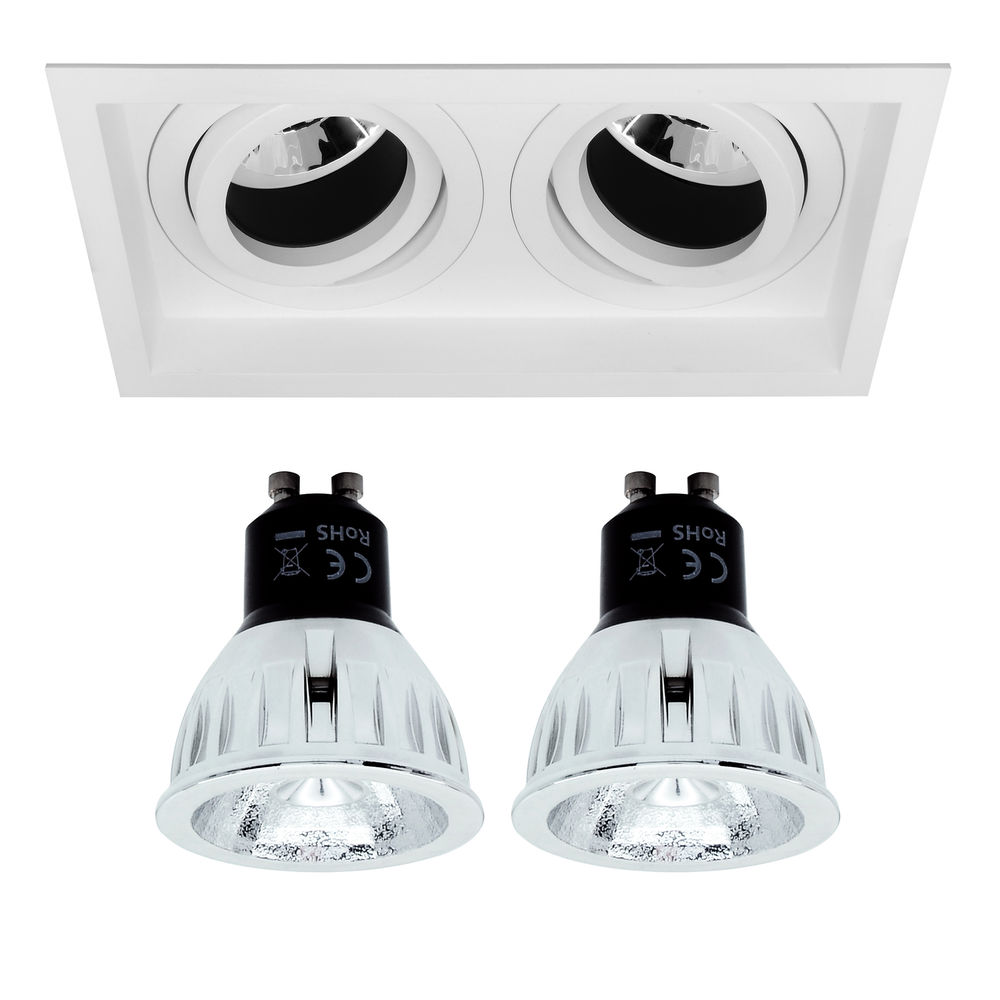 Rock 'n' Roll Square Downlight Reality GU10 LED Warm White (3000K) 2 x ...
