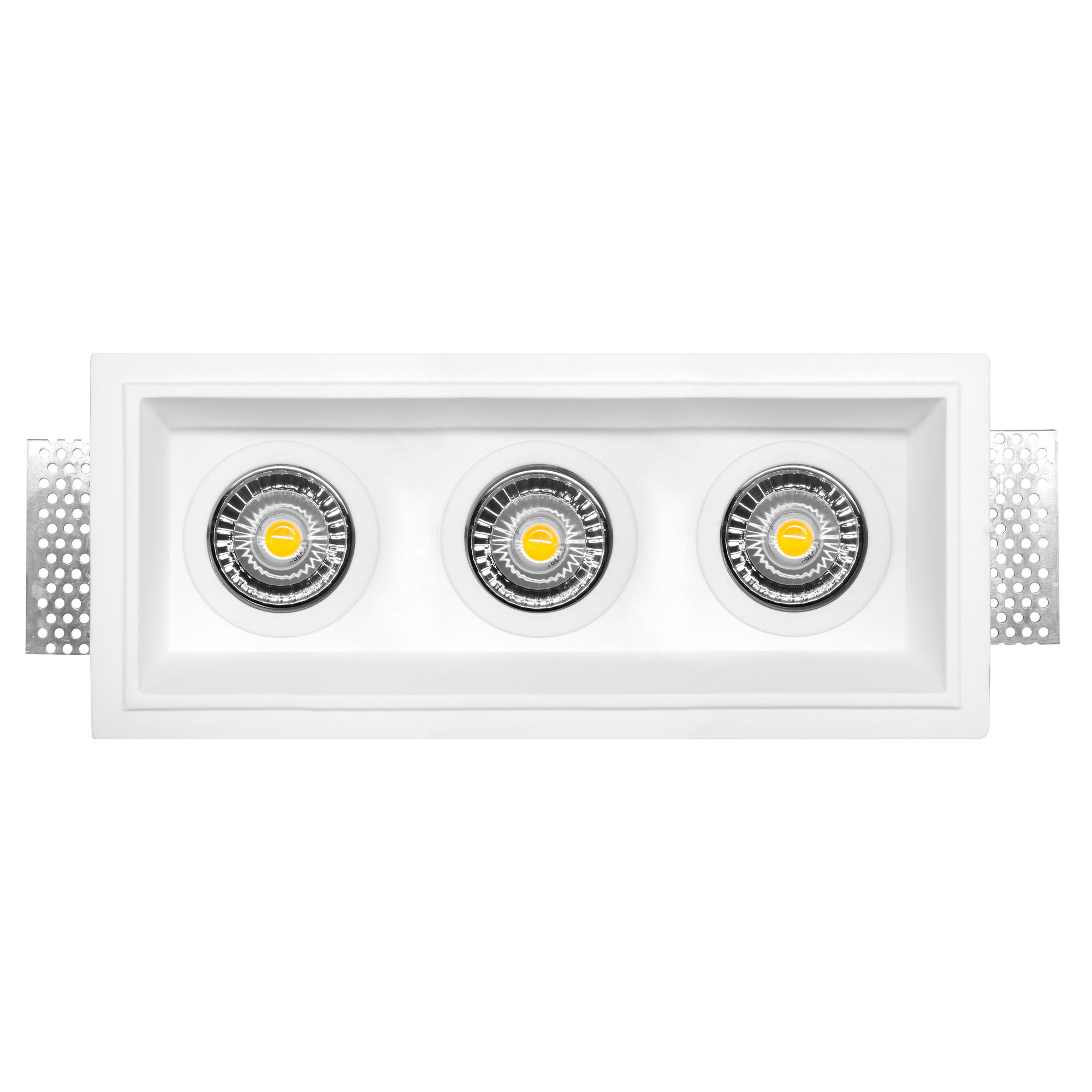 Plaster Trimless Square Triple Downlight LED Reality GU10 Warm White ...
