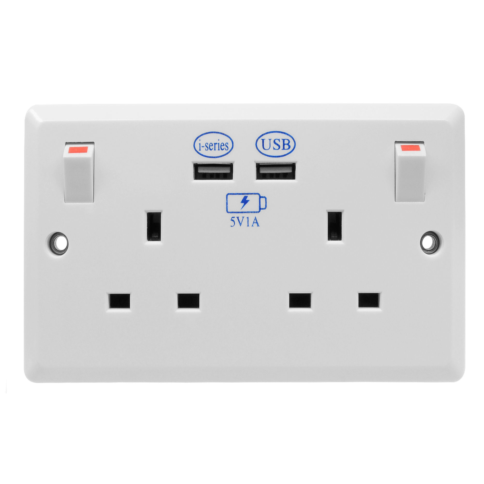 Wall Socket + USB 13 amp switched socket + USB outlet White | Mr ...