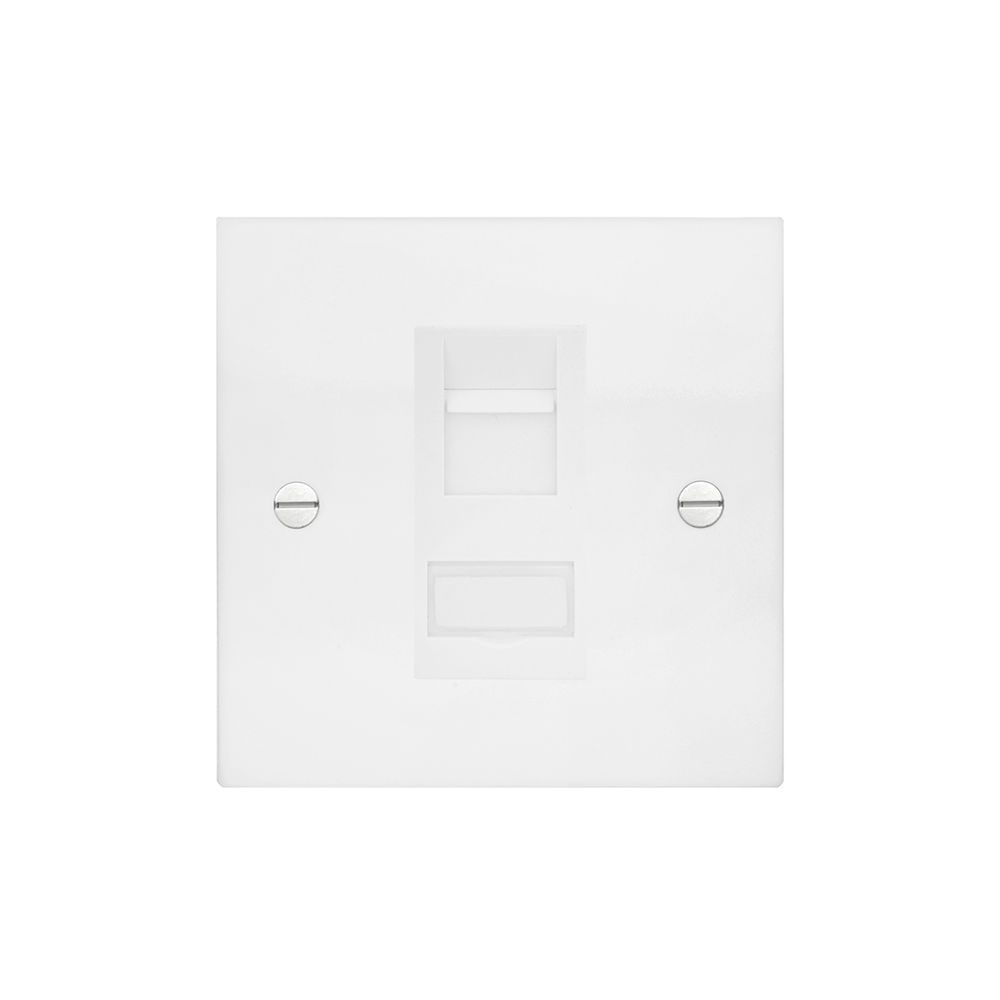 Communications Socket 1 gang RJ45 cat 6 socket Matt White | Mr Resistor ...