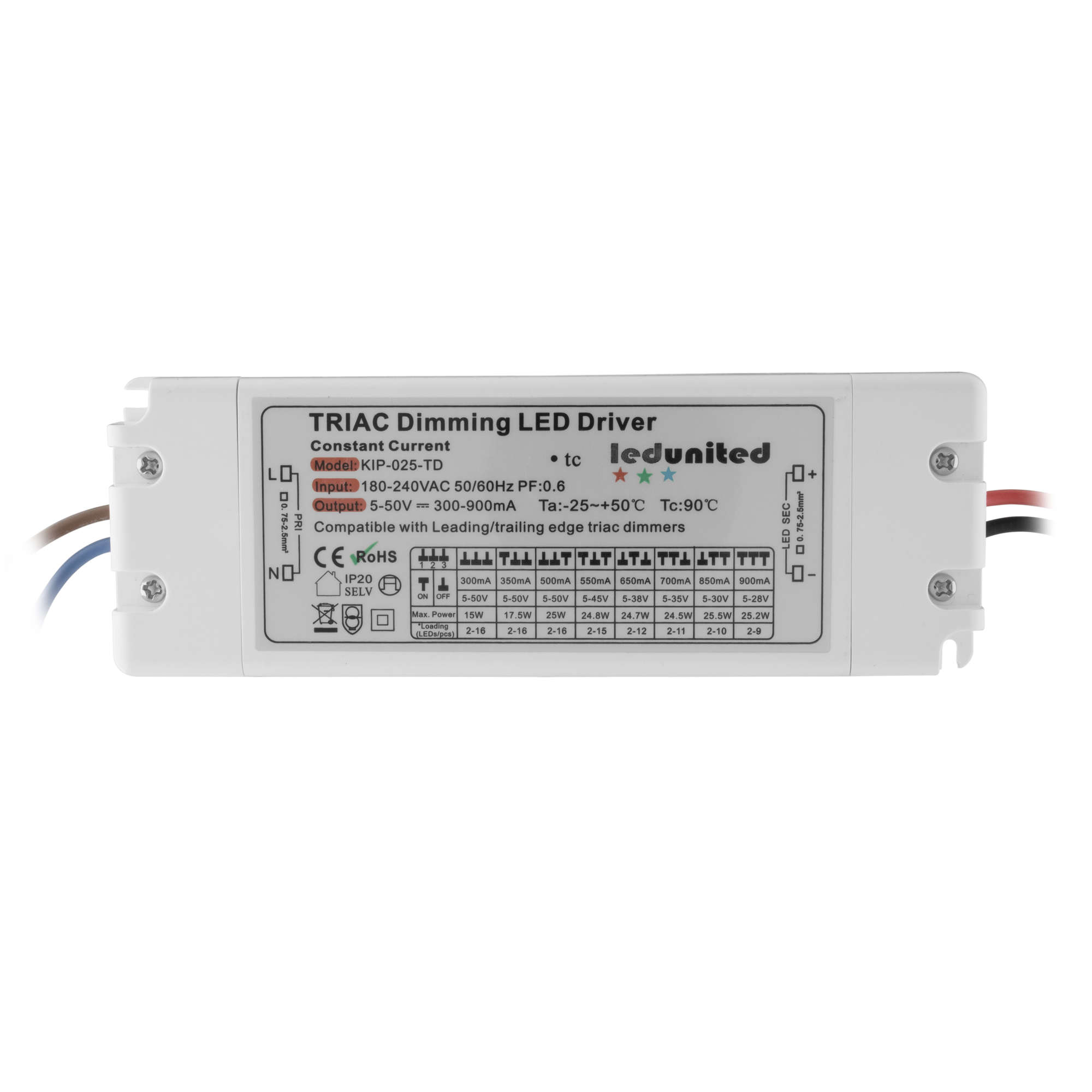 Dimmable LED Driver 1W-25W (Constant Current) 25W 300mA-900mA | Mr ...