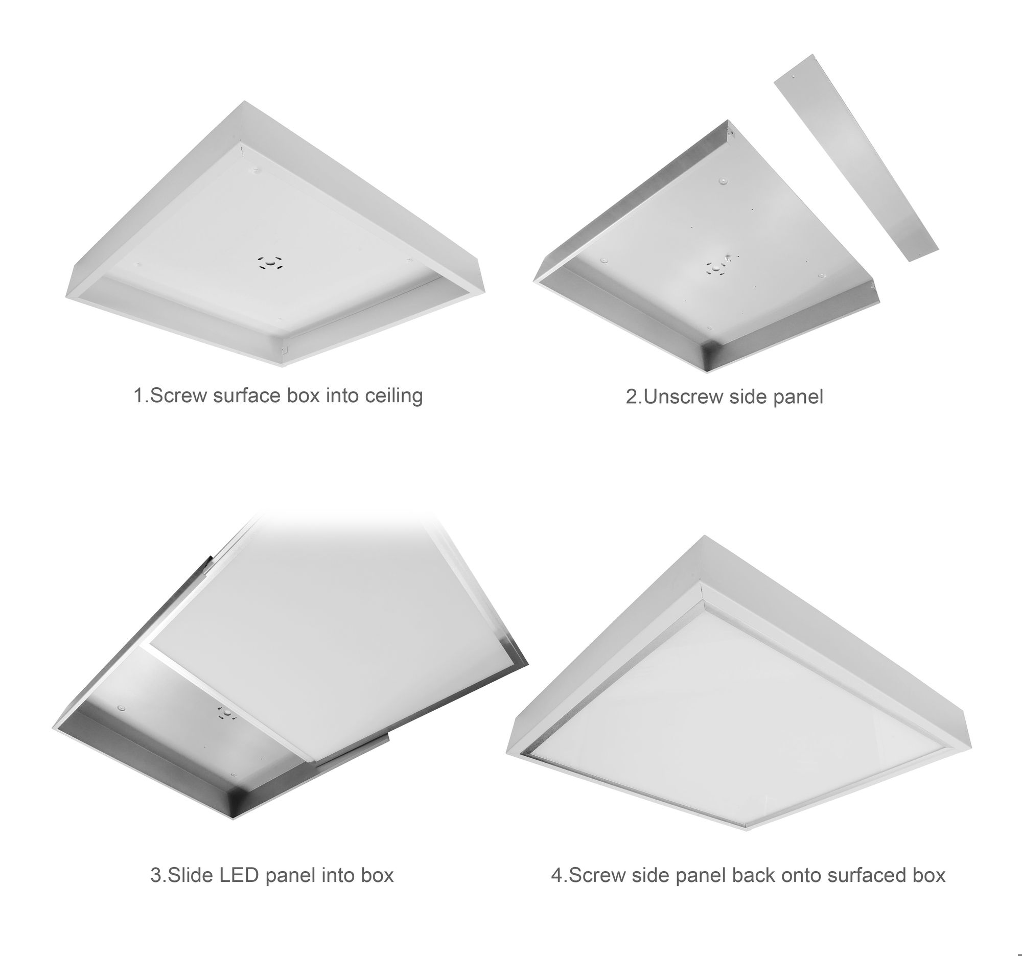 LED Panel Black Surface Box Emergency Kit 24V 600 x 600mm 4000K Cool ...