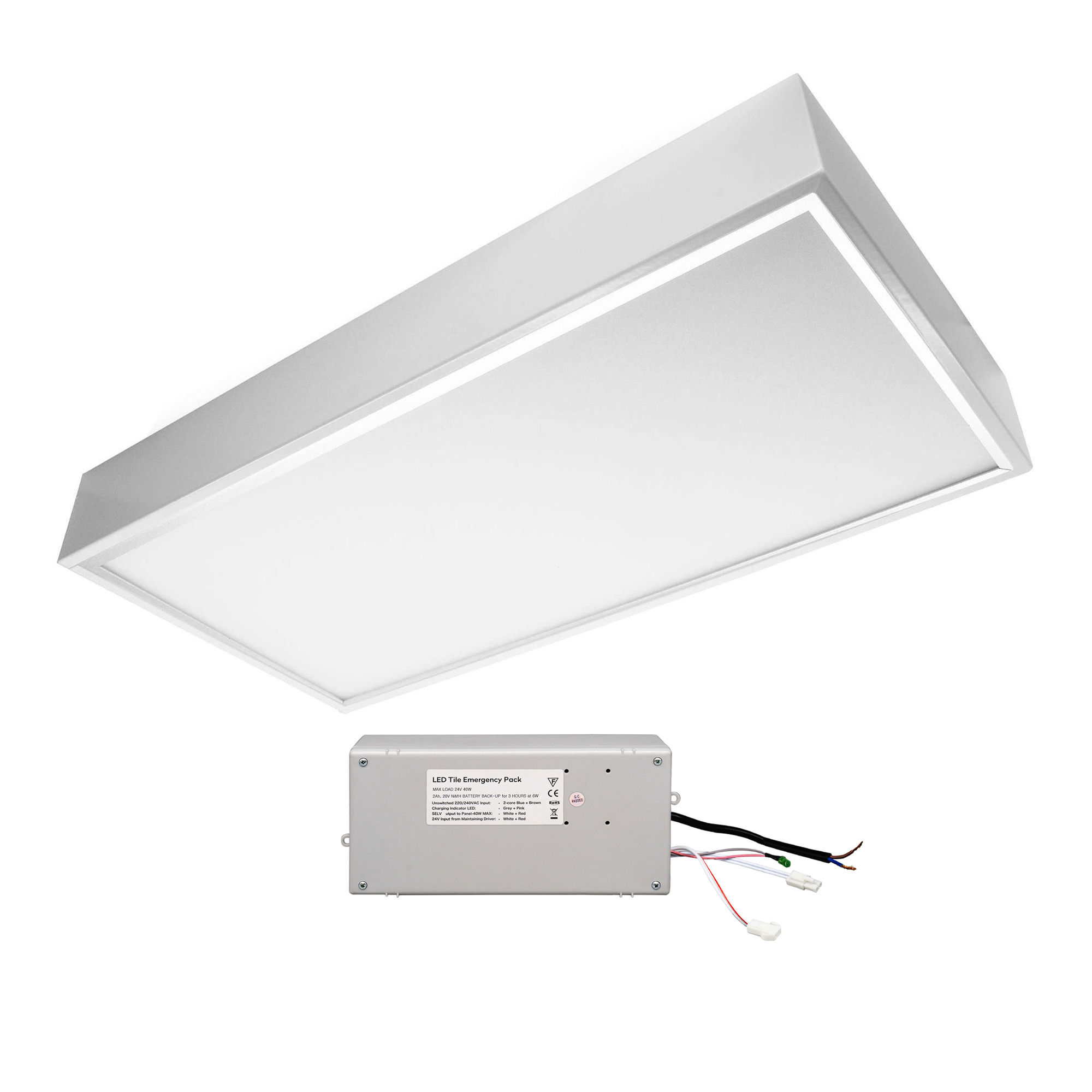 LED Panel Surface Box Emergency Kit 24V 600 x 300mm 4000K Cool White ...