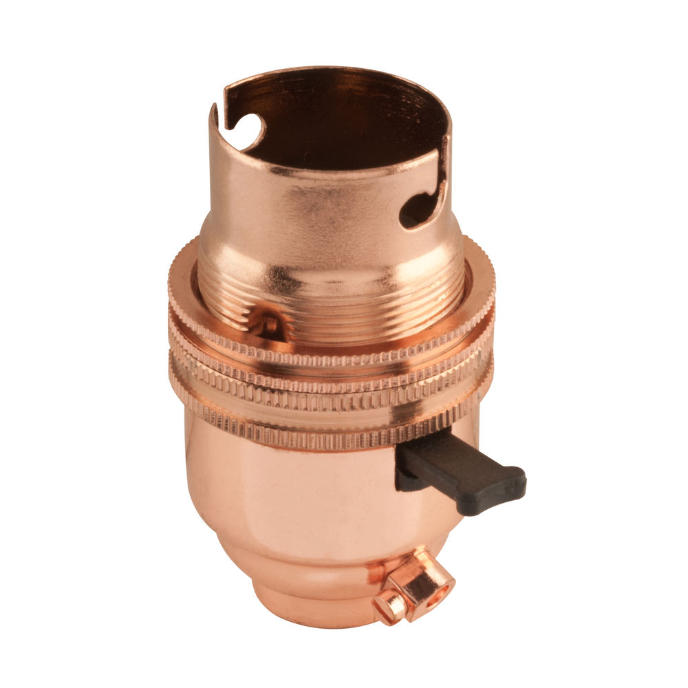 Switched Lamp Holder 13mm Copper BC / B22 | Mr Resistor Lighting