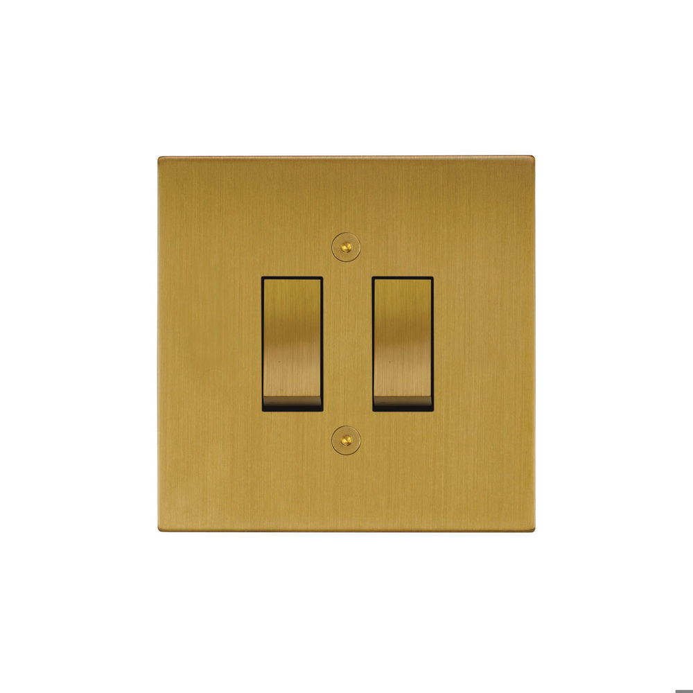 Horizon Square Rocker Switch 2 gang 20 amp 2 way Satin Brass | Mr ...