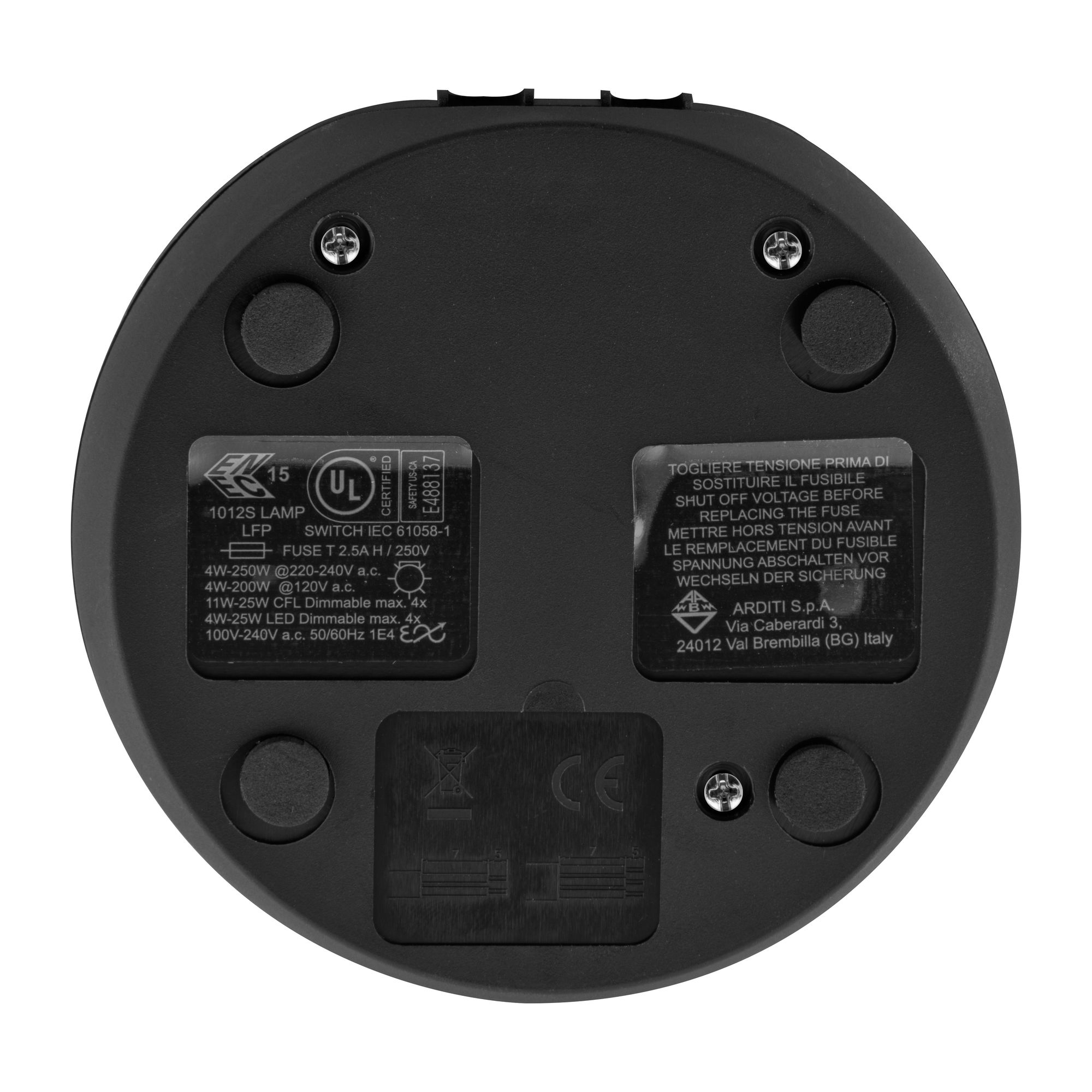3 Core In-Line Slide Dimmer and Push Button Switch 240V Black 4-25W ...