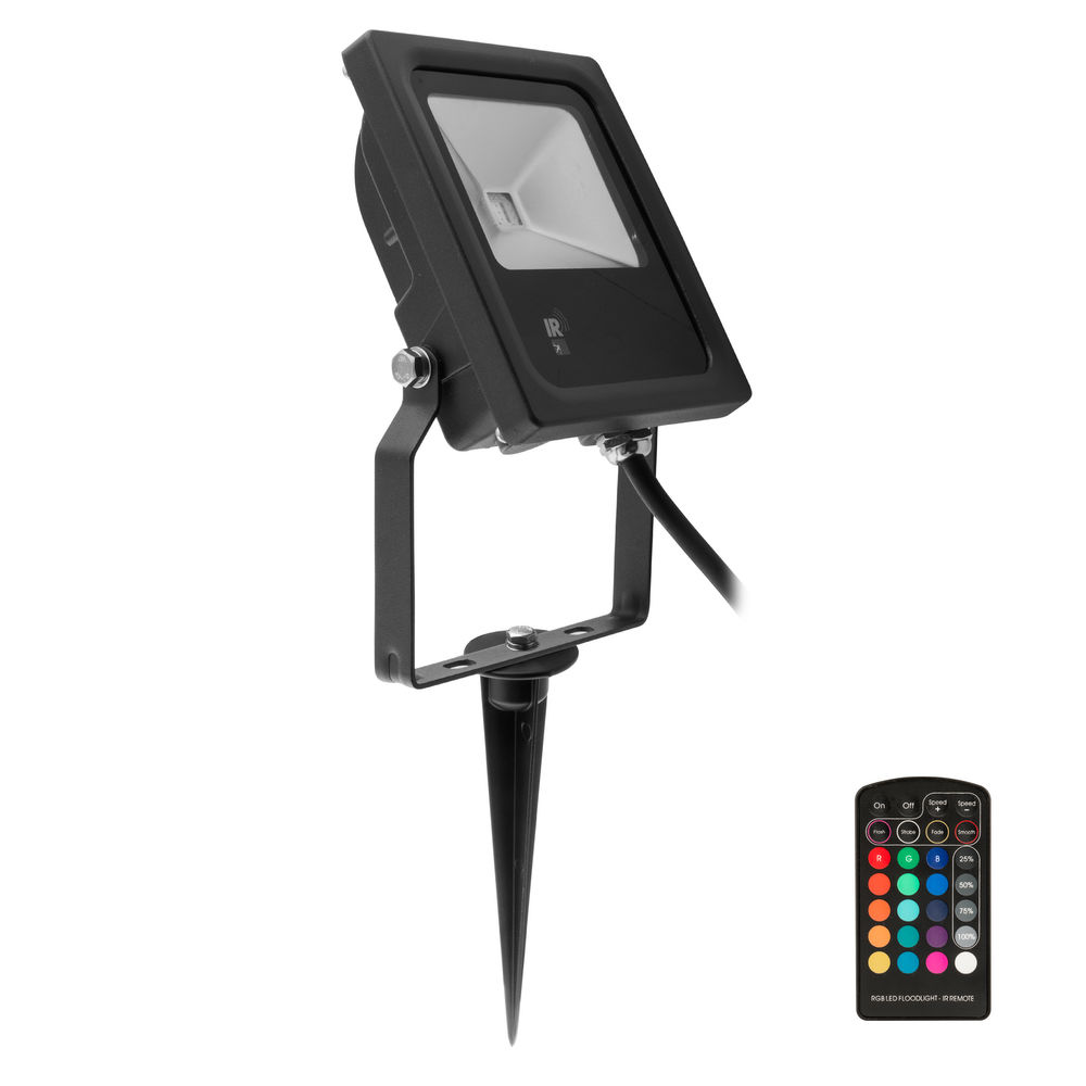 LED Black Floodlight Spike 240V 10W (=100W) | Mr Resistor Lighting