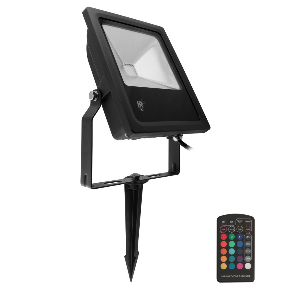LED Black IR Floodlight Garden Spike 240V 30W (=300W) RGB | Mr Resistor ...