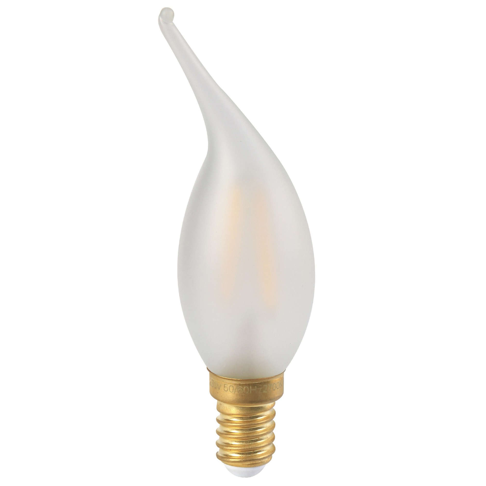 LED Bent tip Matt Satin Candle Lamp E14 300lm CV4 4W 2700K Warm White ...