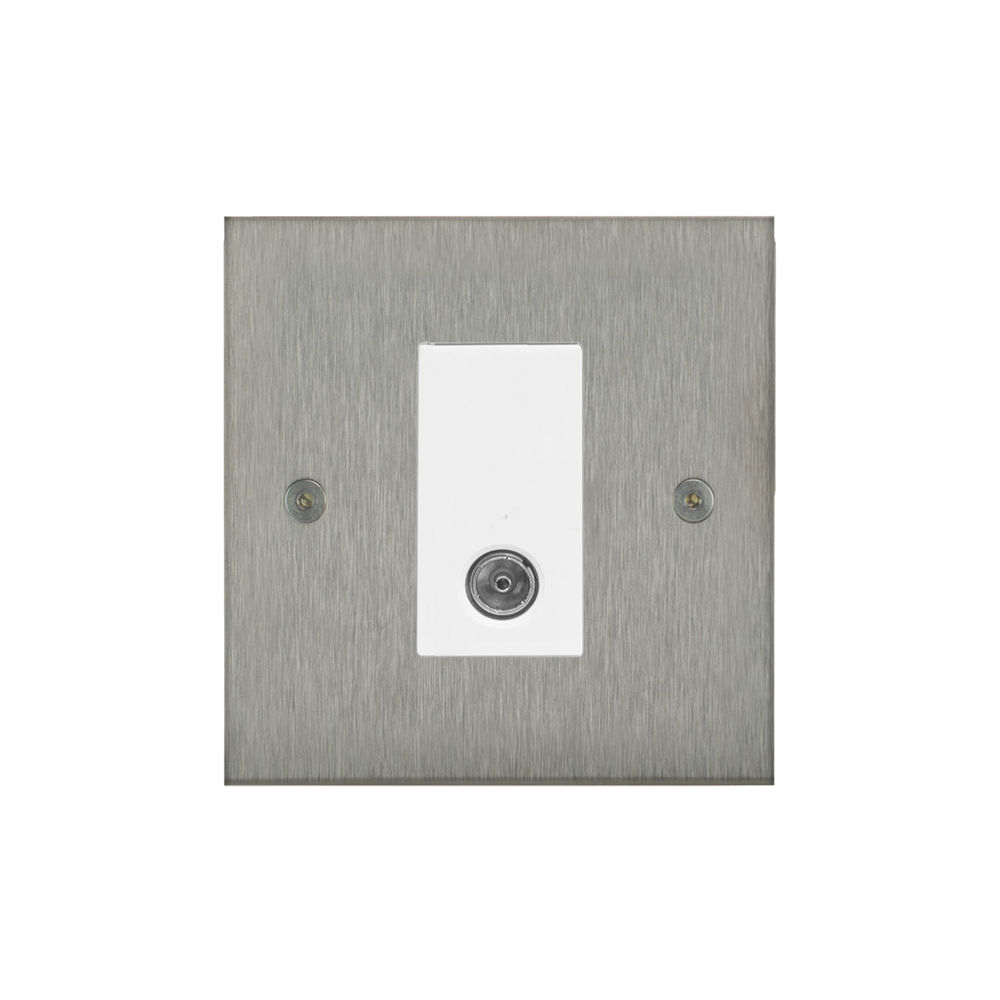 Horizon Square TV Socket 1 gang television co-axial non-isolated Satin ...