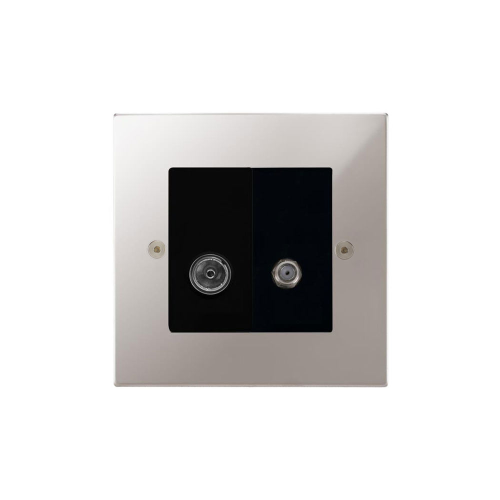Horizon Square TV Socket 2 gang tv and satellite socket Polished Stainless Steel | Mr Resistor ...