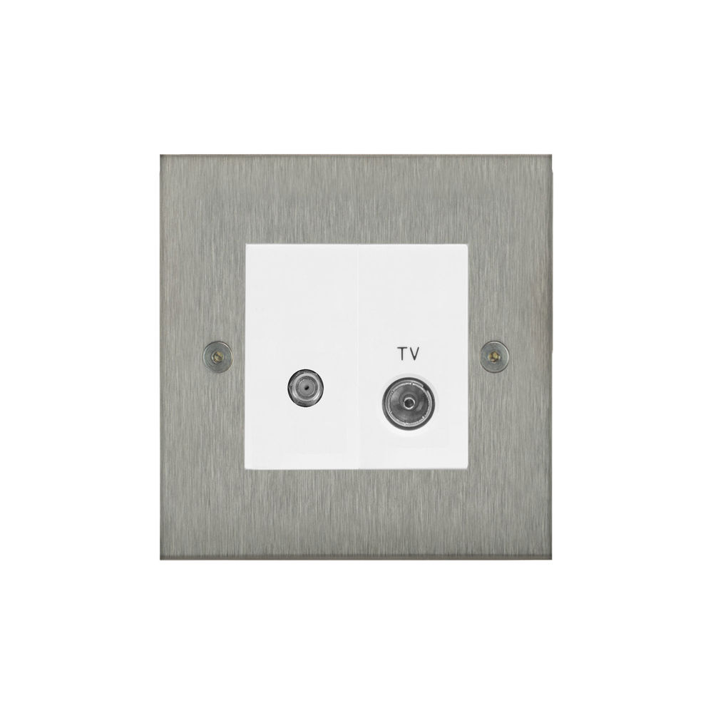 Horizon Square TV Socket 1 gang television and satellite Satin ...