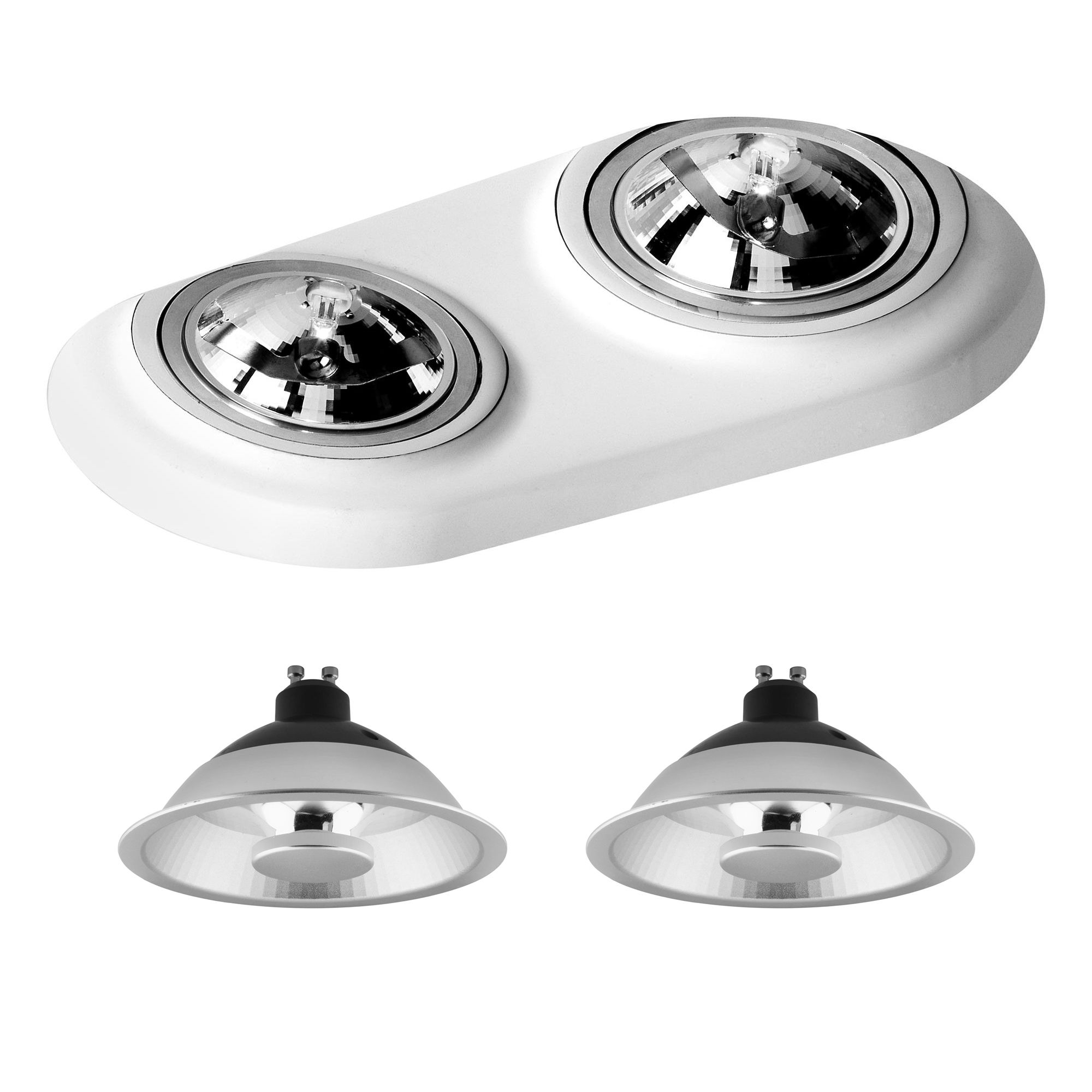 Adjustable Gypsum Plaster Trimless Double Round LED ES111 GU10 2700K ...