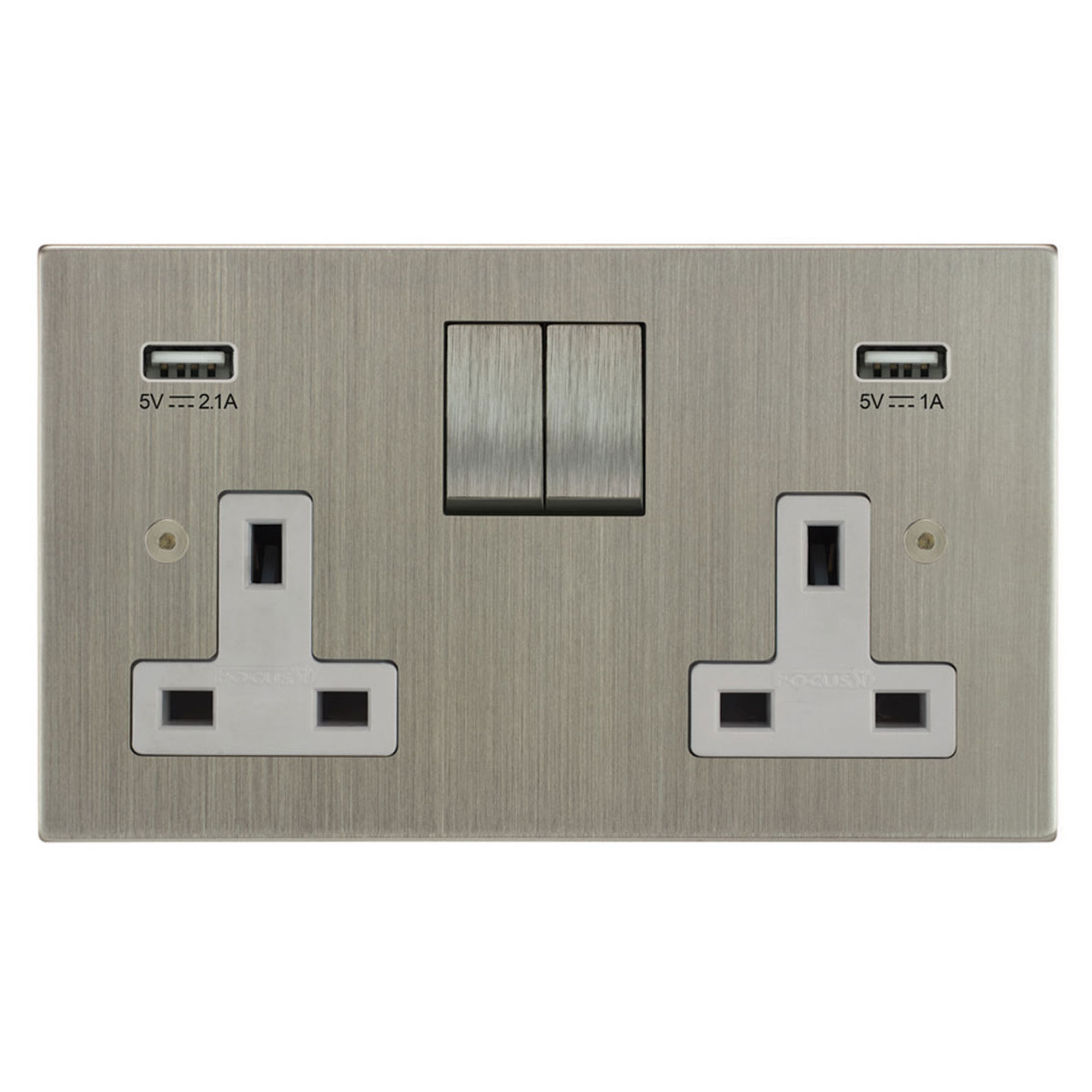 Horizon Square Switched Socket Outlet with USB-A+A Chargers 2 gang 13 ...