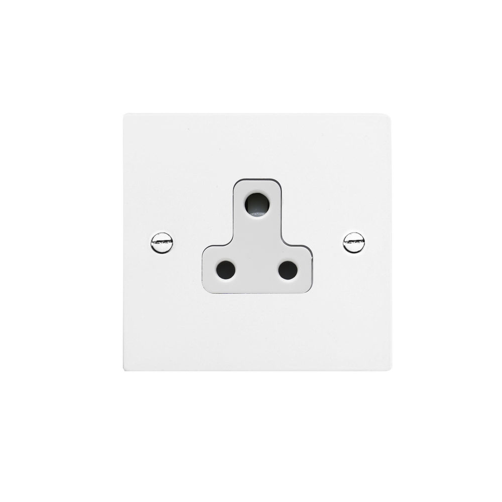 Wall Socket 1 gang 5 amp unswitched outlet Satin White Aluminium | Mr ...