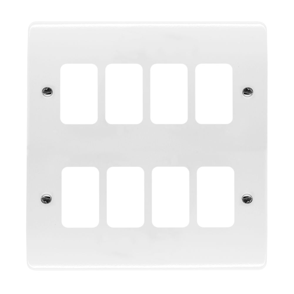 MK Logic Plus Plate Grid 8 gang grid plate White | Mr Resistor Lighting