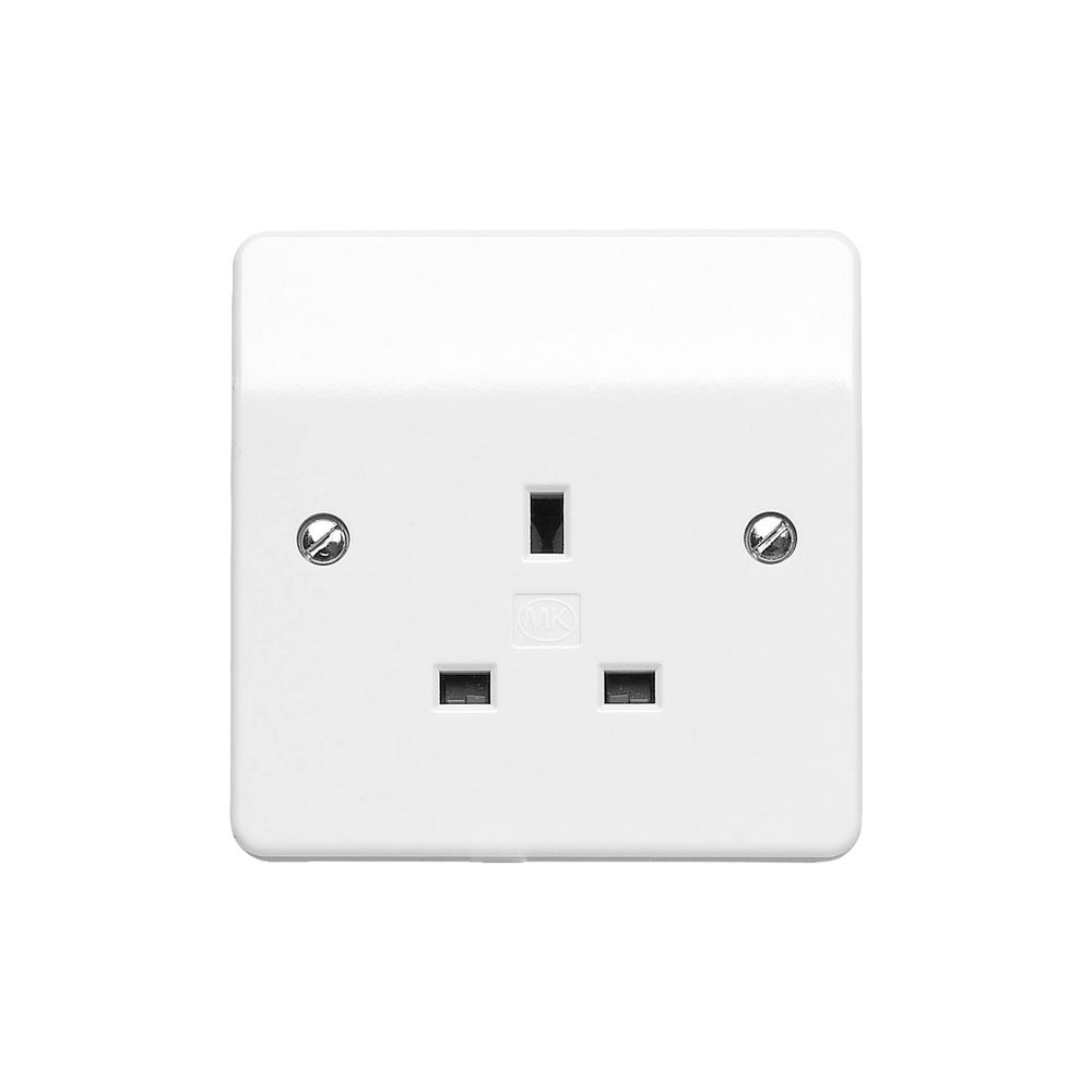 MK Logic Plus Wall Socket 13A 1 gang socket White | Mr Resistor Lighting