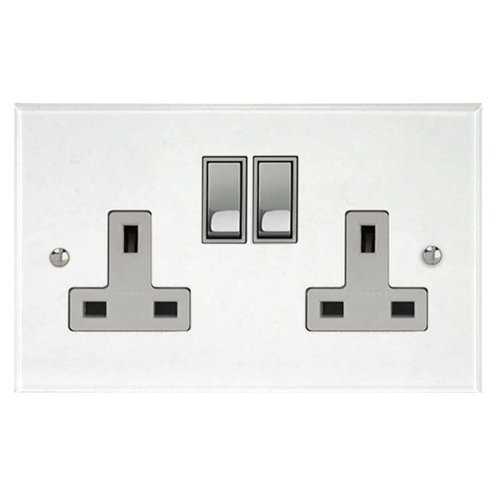 Prism Wall Socket 2 gang 13 amp switch socket outlet Polished Chrome ...