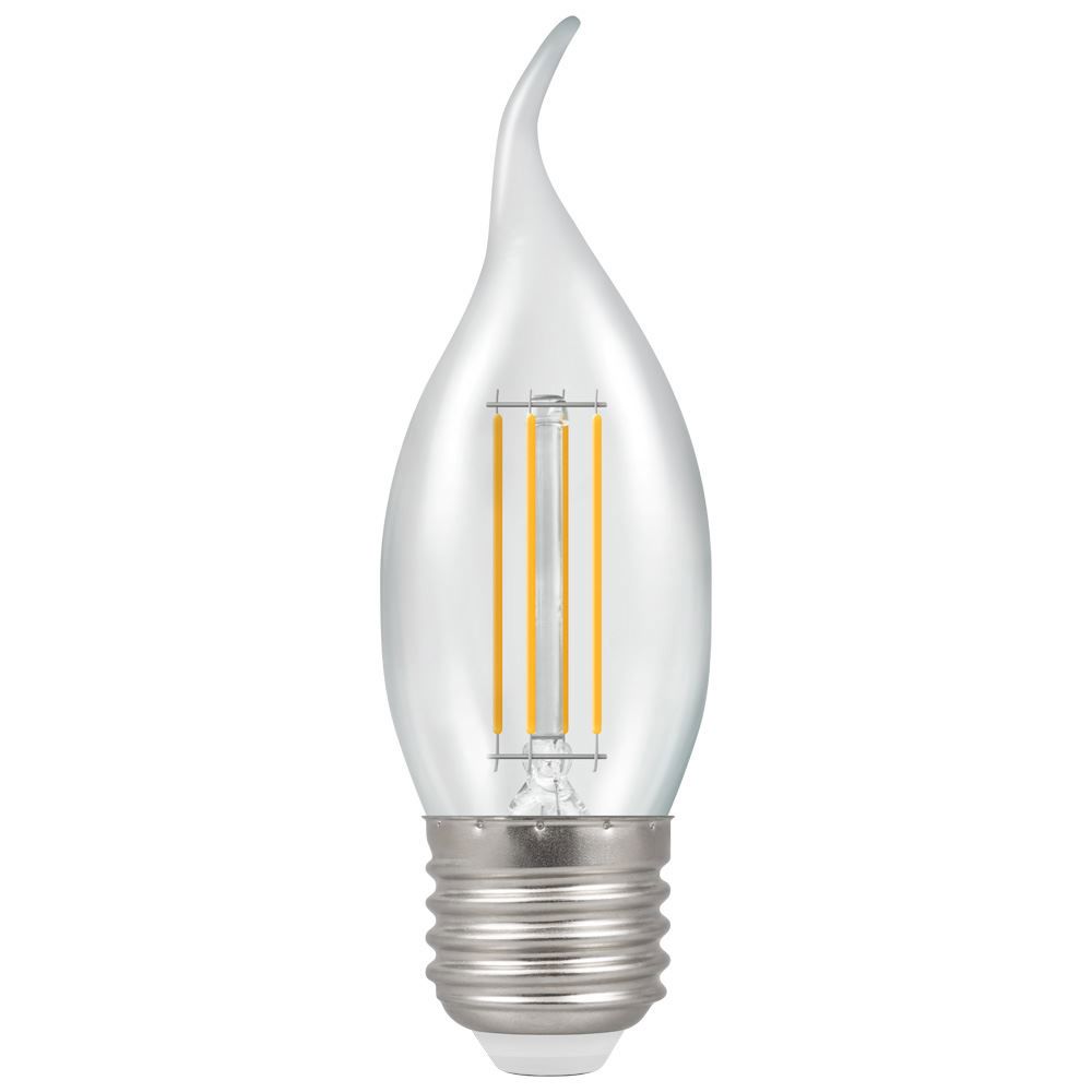 LED Clear Filament Candle Light Bulb Bent Tip 35mm 470lm Dimmable ES 5W ...