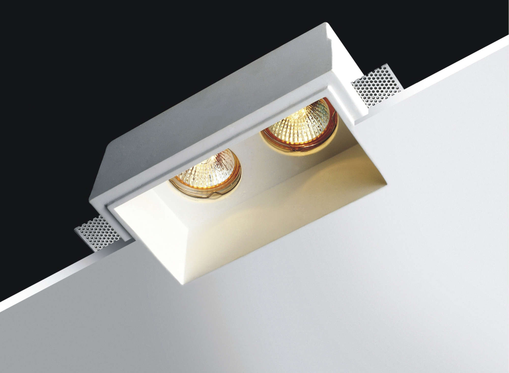Gypsum Plaster Trimless Square Fire-Rated Downlight GU10 240V White 50W ...