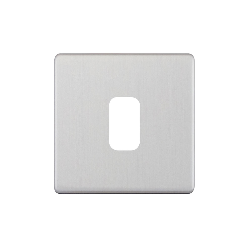 Modular Plate Screwless 1 gang single grid Brushed Stainless | Mr ...