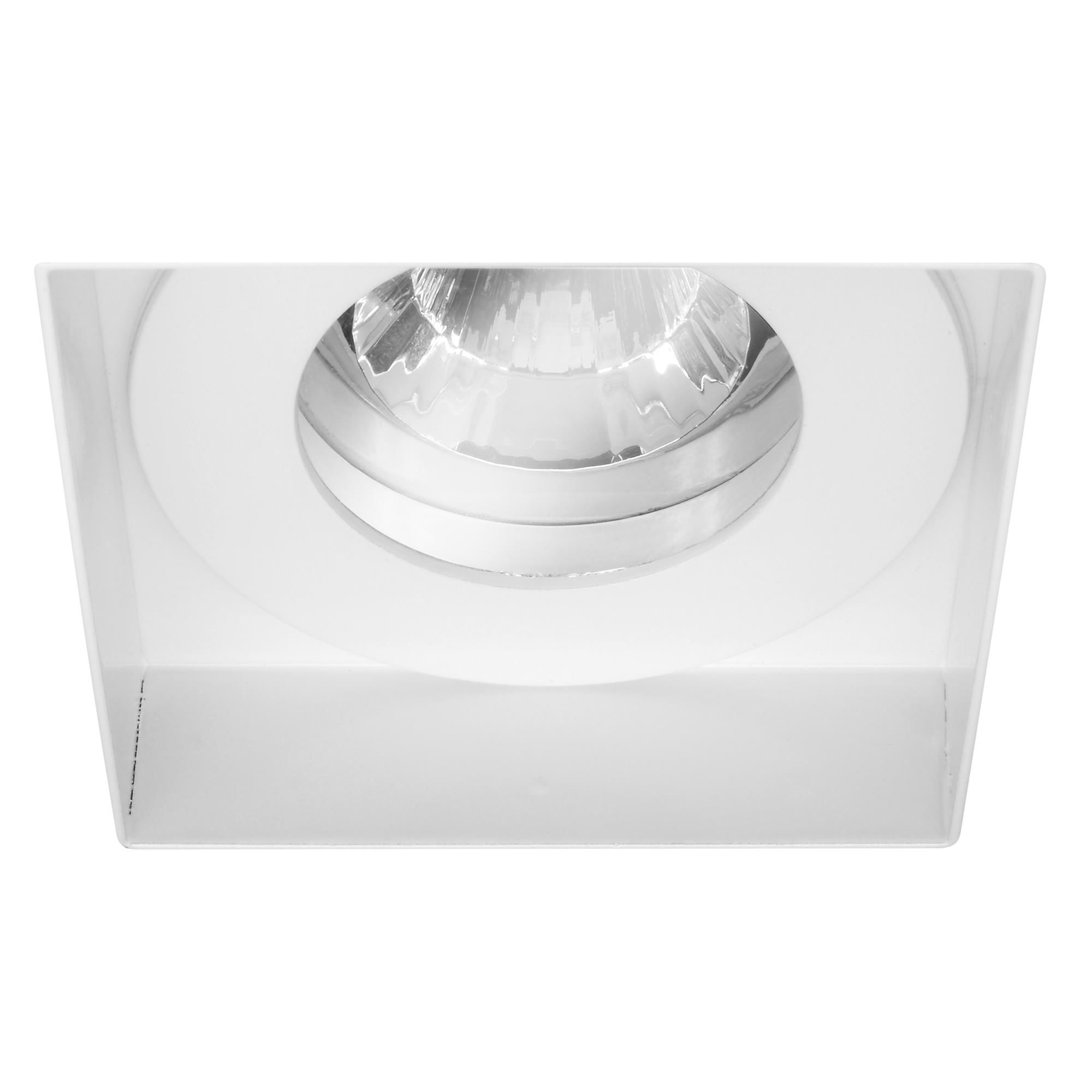 Trimless Square Fixed Clear Glass Downlight IP55 GU10 240V RAL 9003 White 50W | Mr Resistor Lighting