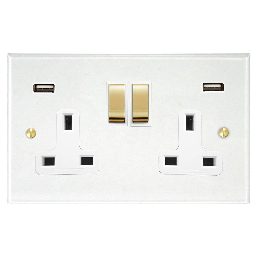 Prism Wall Socket with USB Chargers 2 gang 13 amp switch socket outlet ...