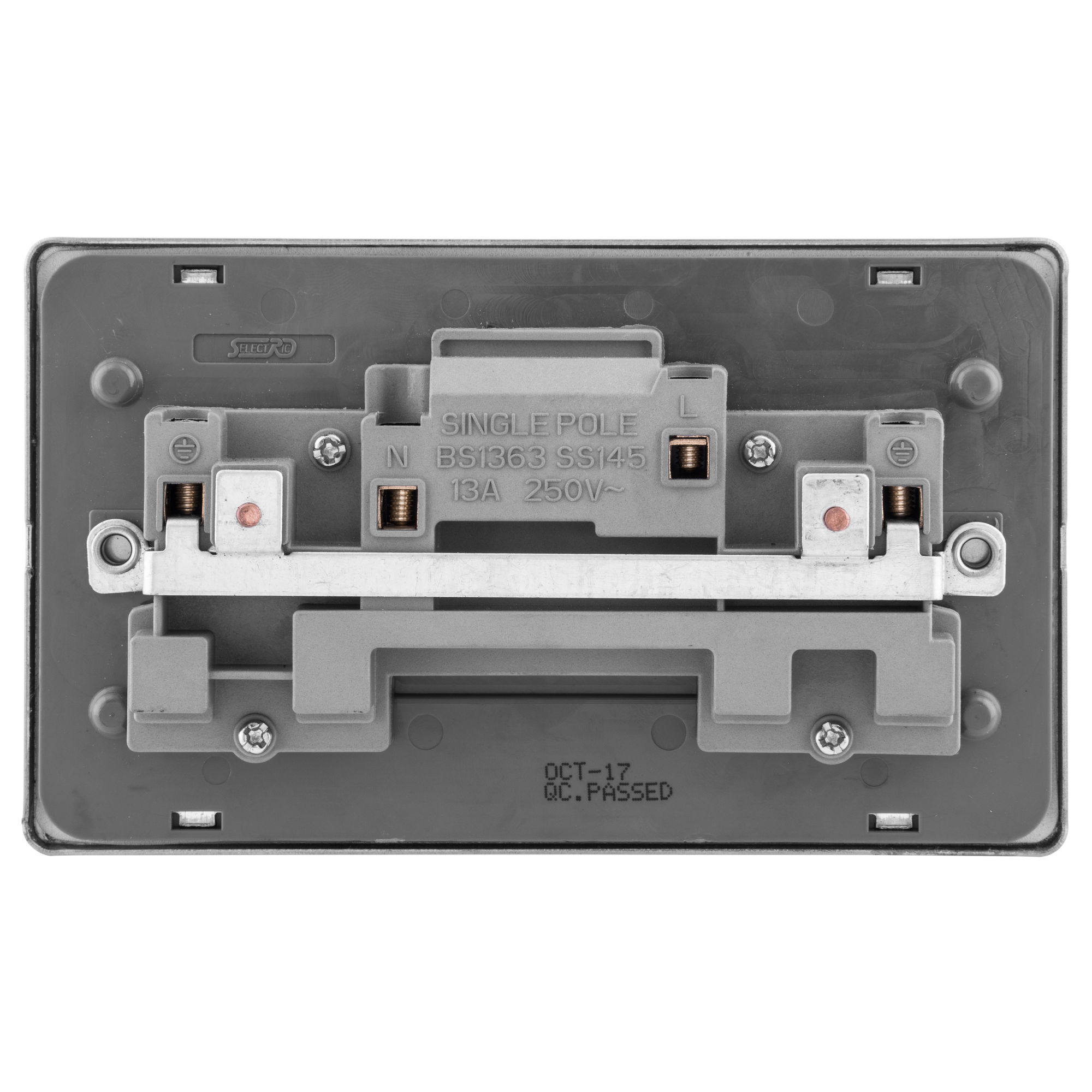 Wall Socket Screwless 2 gang 13 amp switched socket outlet Brushed ...