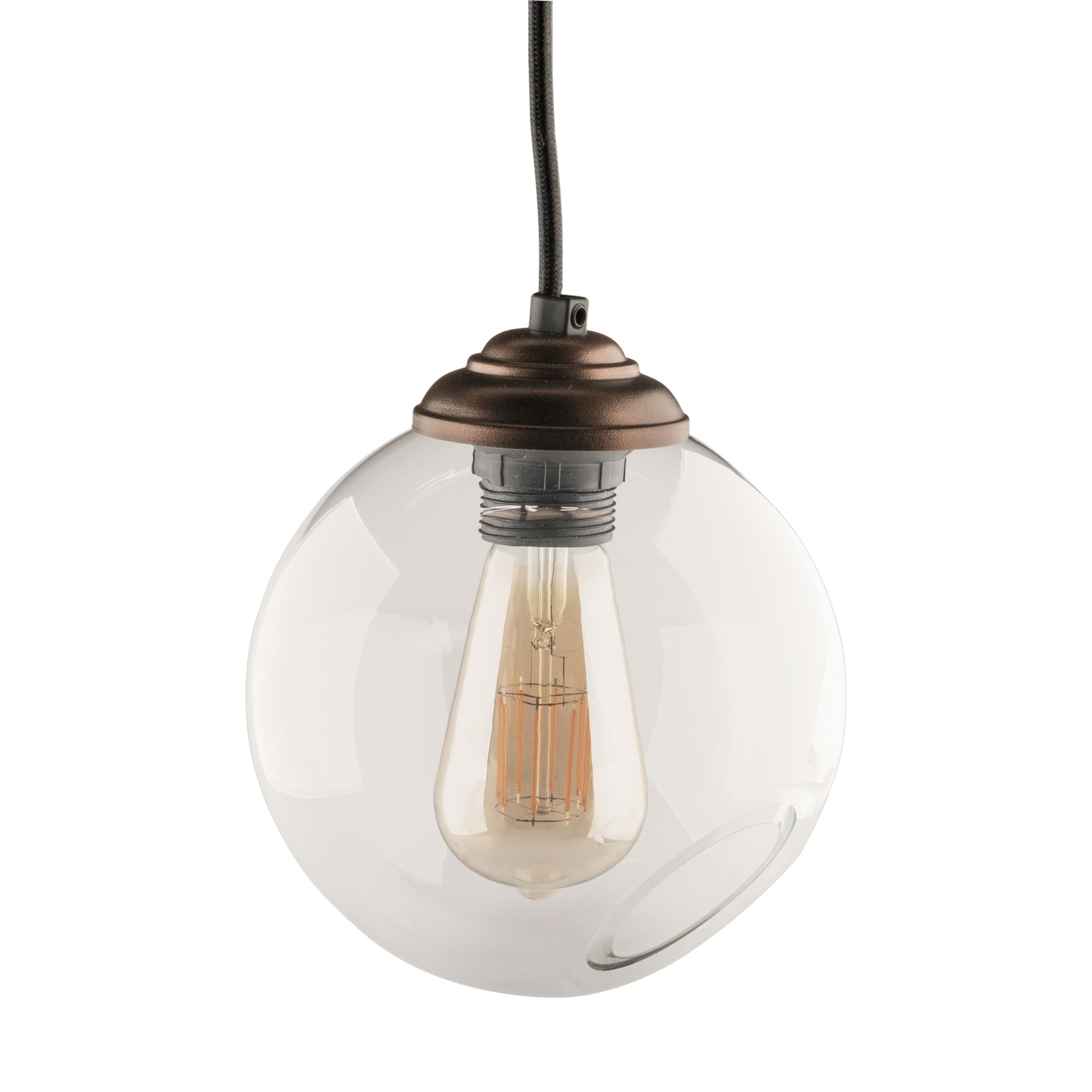 Polo Clear Glass Pendant Clear / Antique Bronze 40W | Mr Resistor Lighting