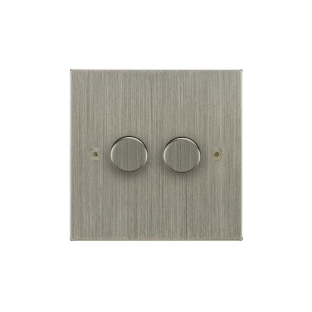 Horizon Square Dimmer Switch 2 gang 400 watt 2 way Satin Nickel | Mr ...