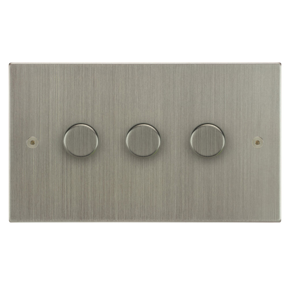 Horizon Square Dimmer Switch 3 gang 400 watt 2 way Satin Nickel | Mr ...