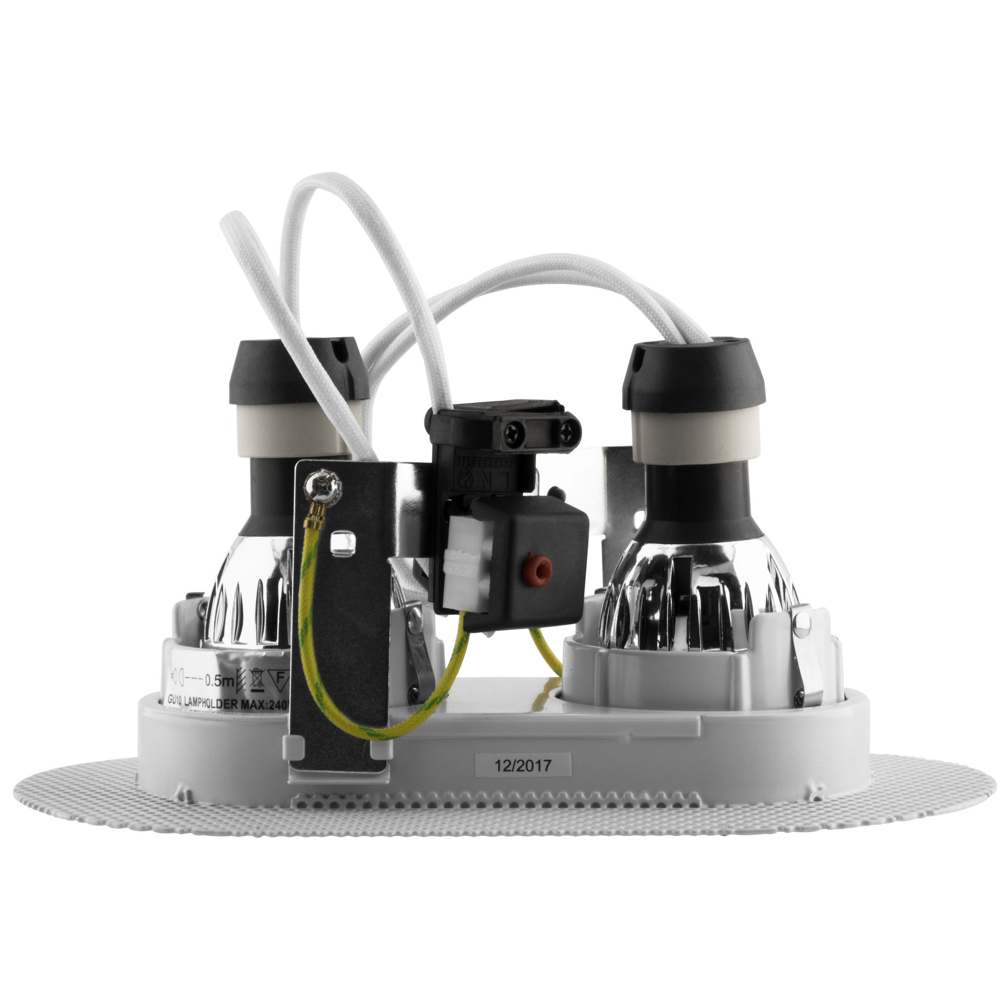 Trimless Double Round Adjustable Downlight IP55 GU10 240V RAL 9010 Pure ...
